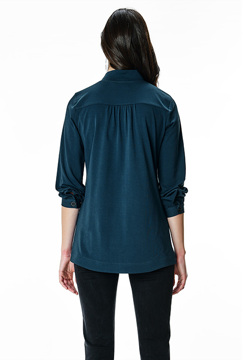 Shop Button shoulder cotton jersey top | eShakti