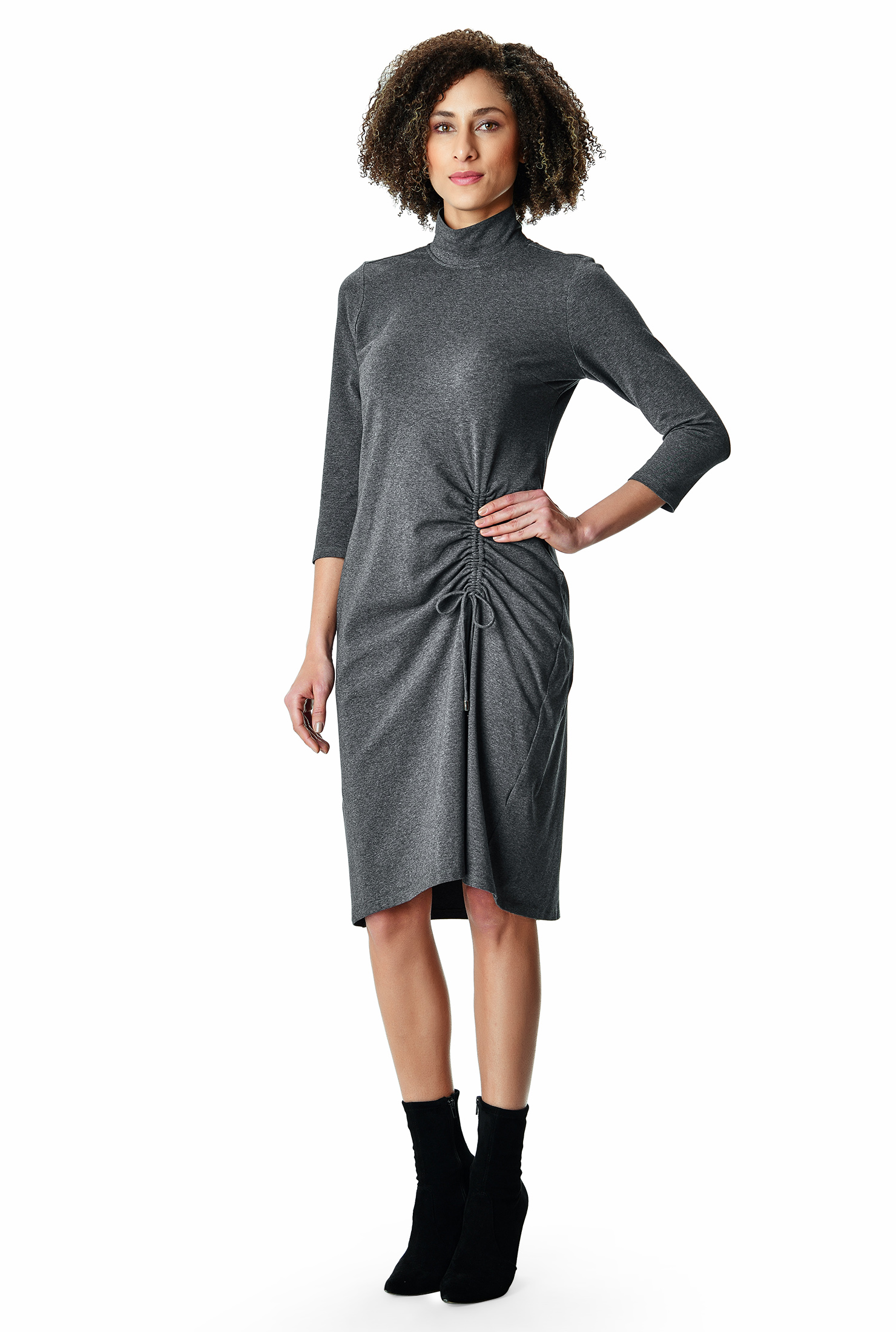 Shop Drawstring front cotton jersey sheath dress | eShakti