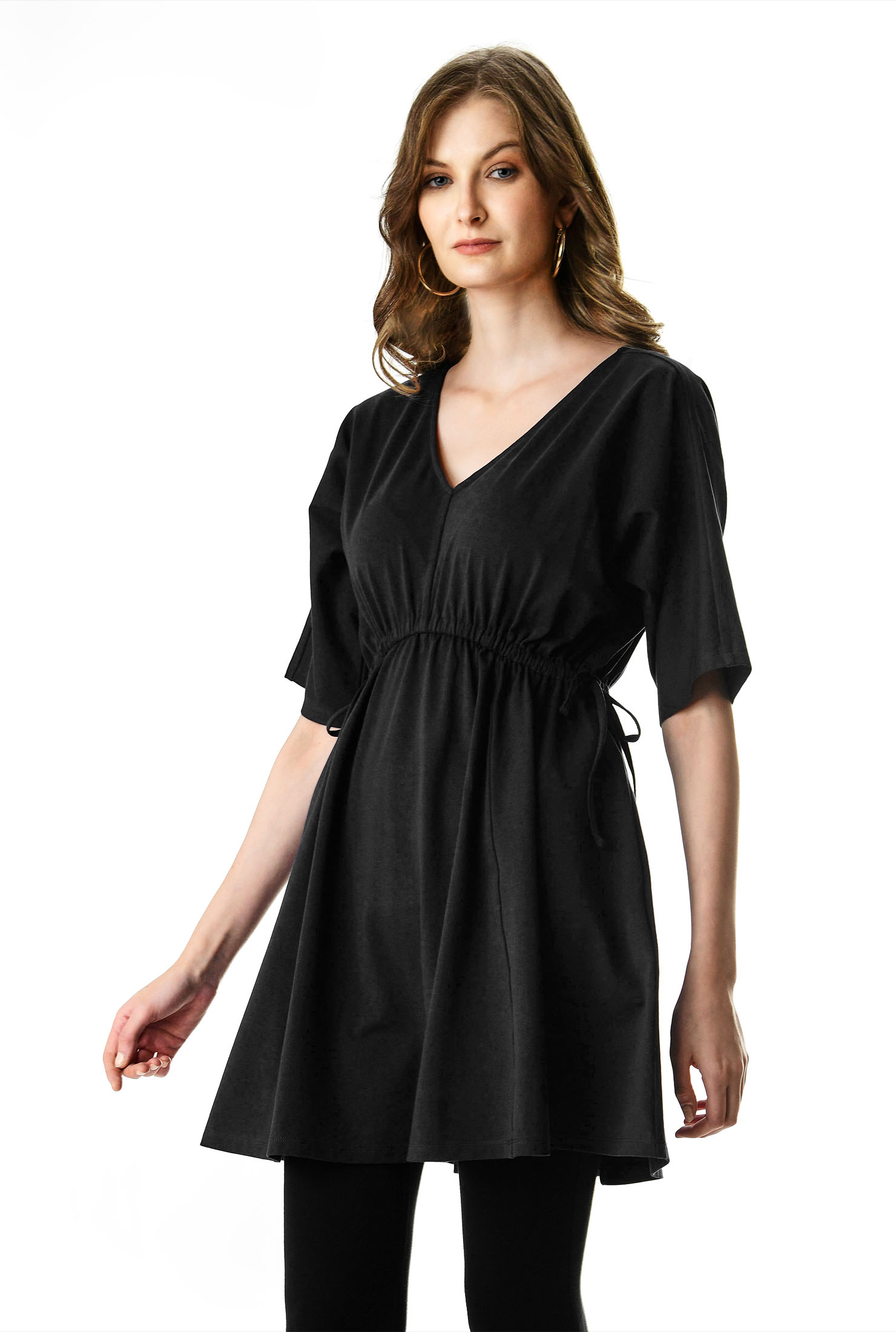 Shop Cotton jersey drawstring waist tunic | eShakti