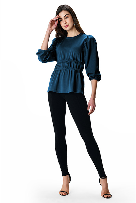 Shop Cotton jersey elastic waist blouse | eShakti