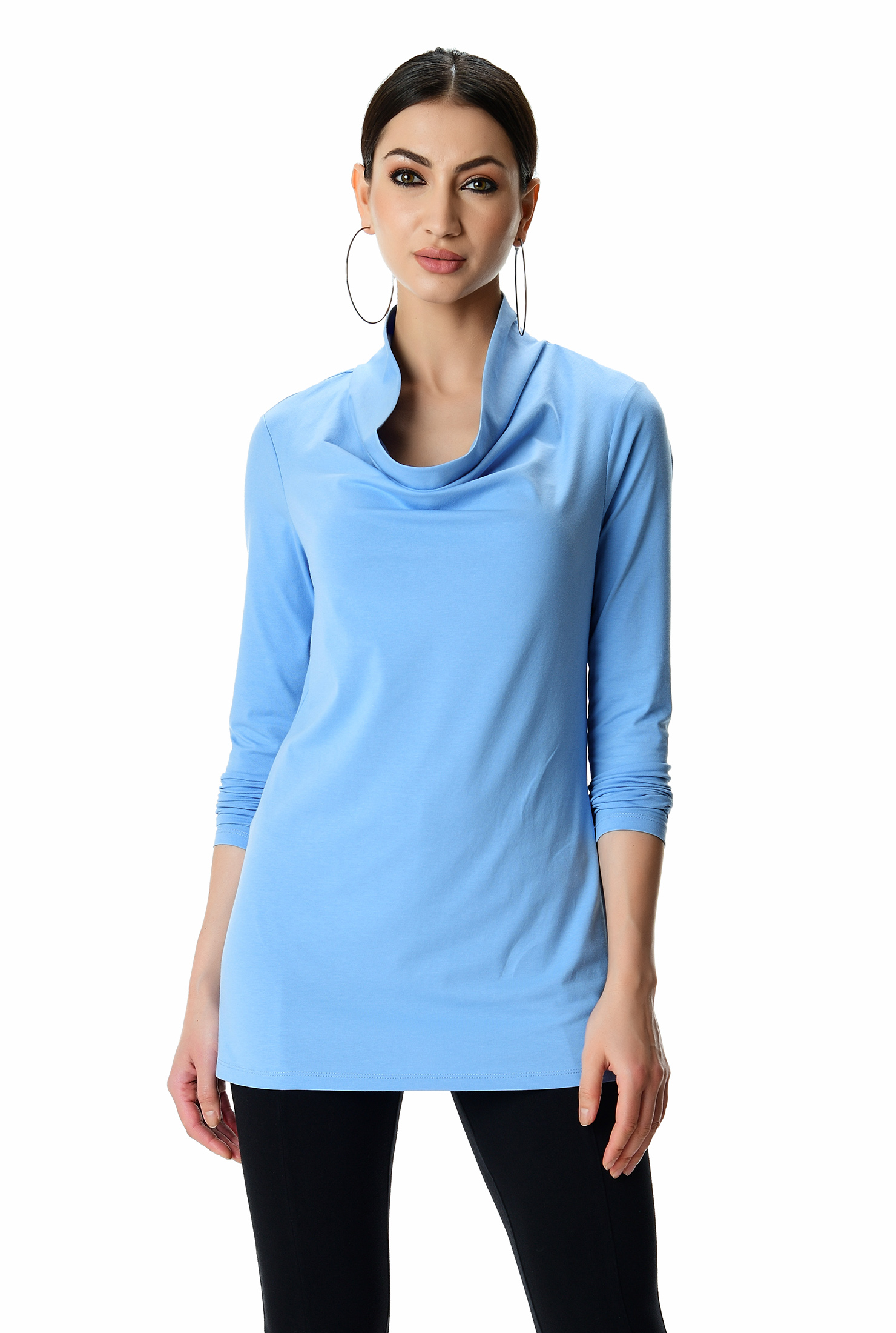 Shop Cowl neck cotton jersey top | eShakti