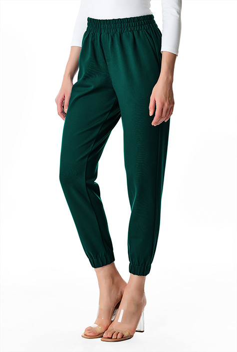 Shop Ponte knit pocket crop joggers | eShakti