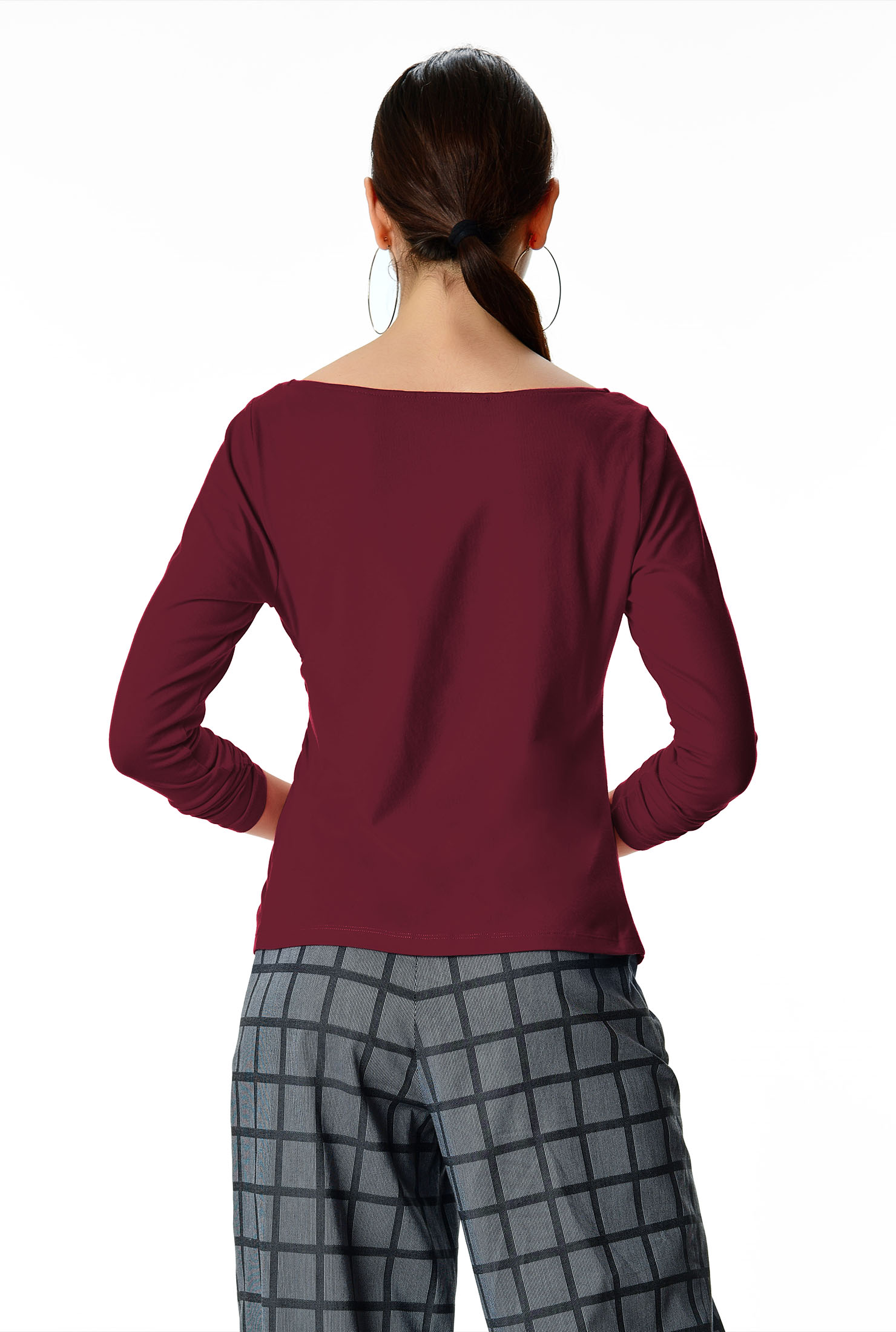 Shop Ruched drawstring tie cotton jersey top | eShakti