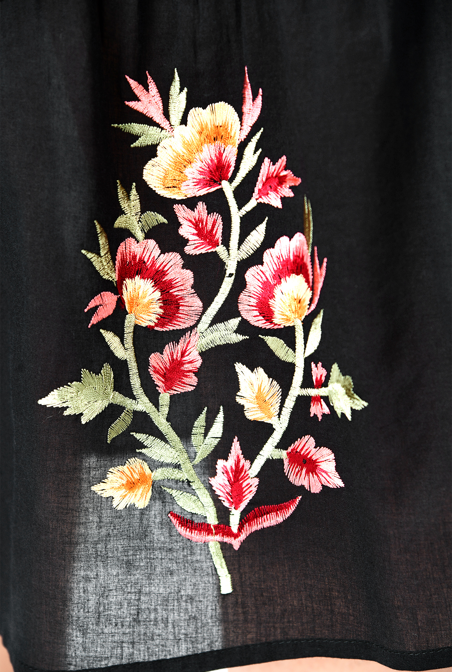 Shop Floral embroidery cotton voile sundress | eShakti