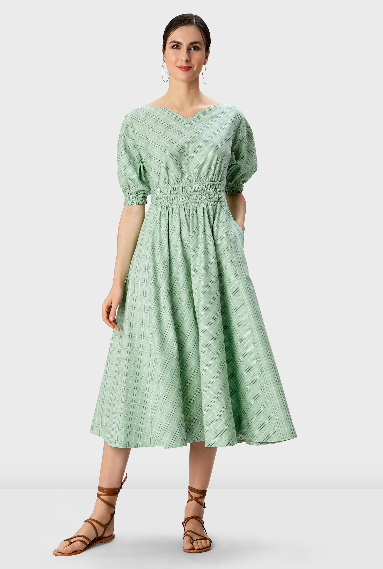 Shop Sweetheart cotton check dress | eShakti