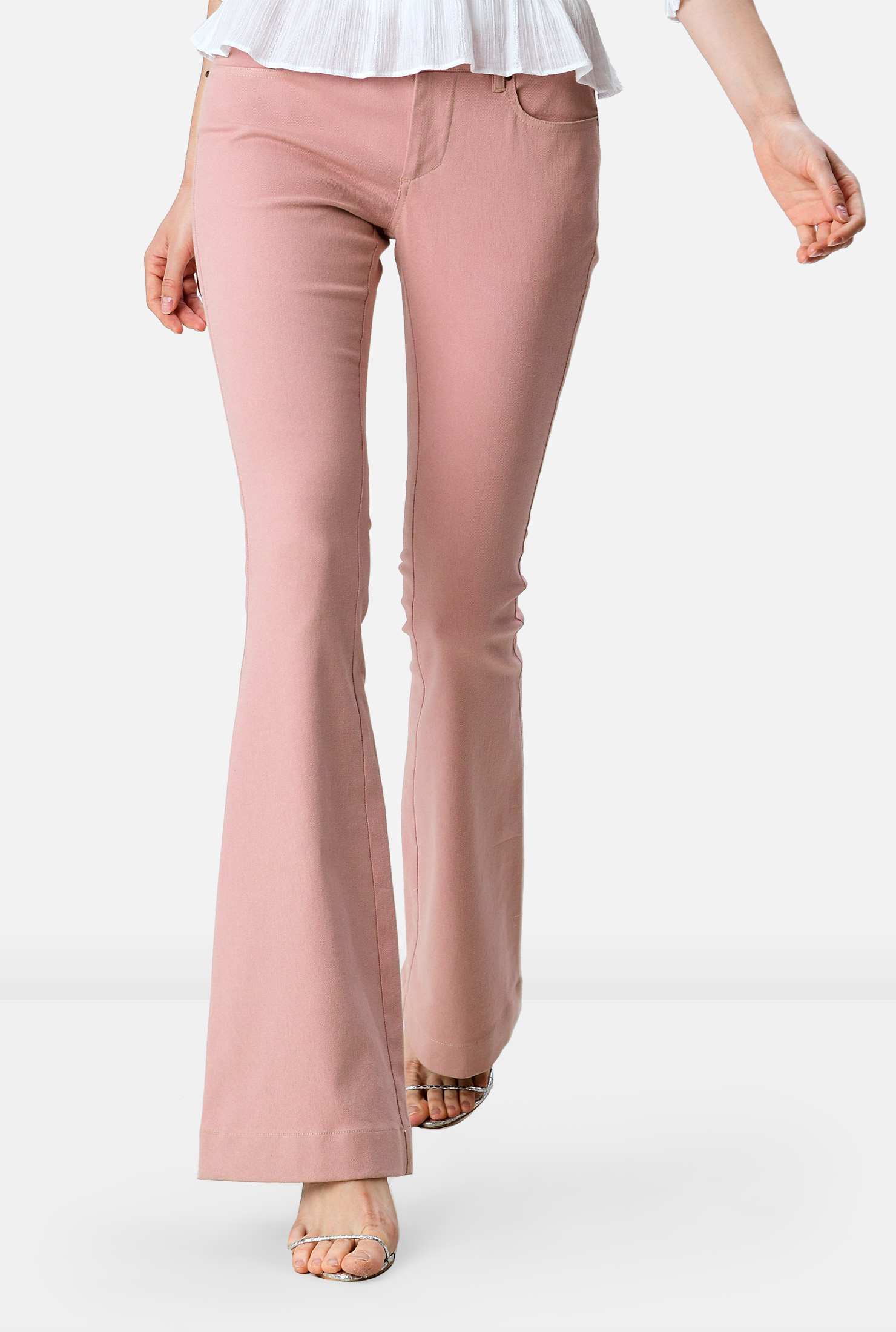 Shop Cotton twill flare leg pants | eShakti