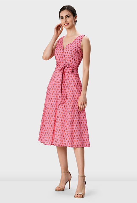 Shop Fun bug print cotton surplice dress | eShakti