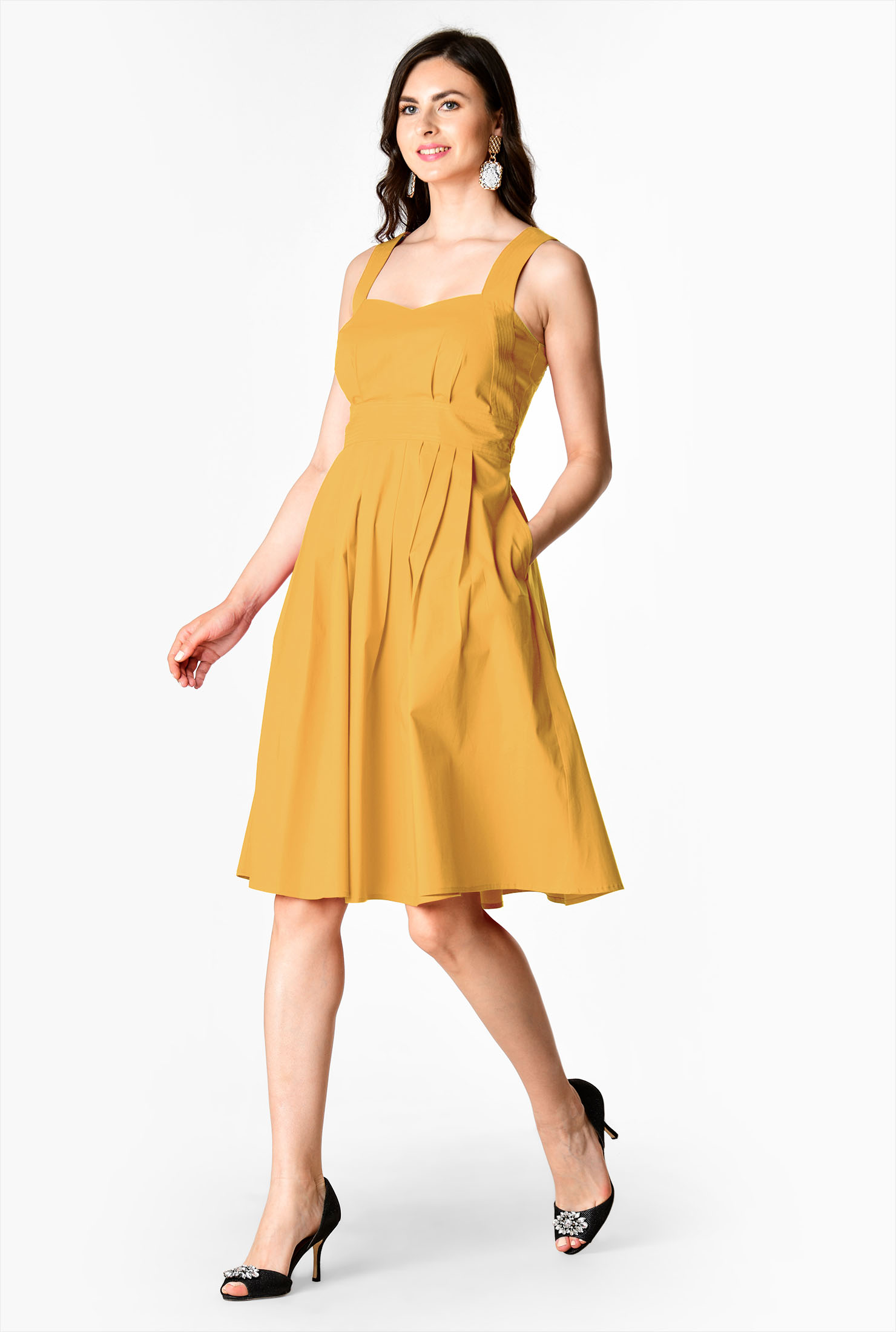 Shop Pleated cotton poplin sundress | eShakti