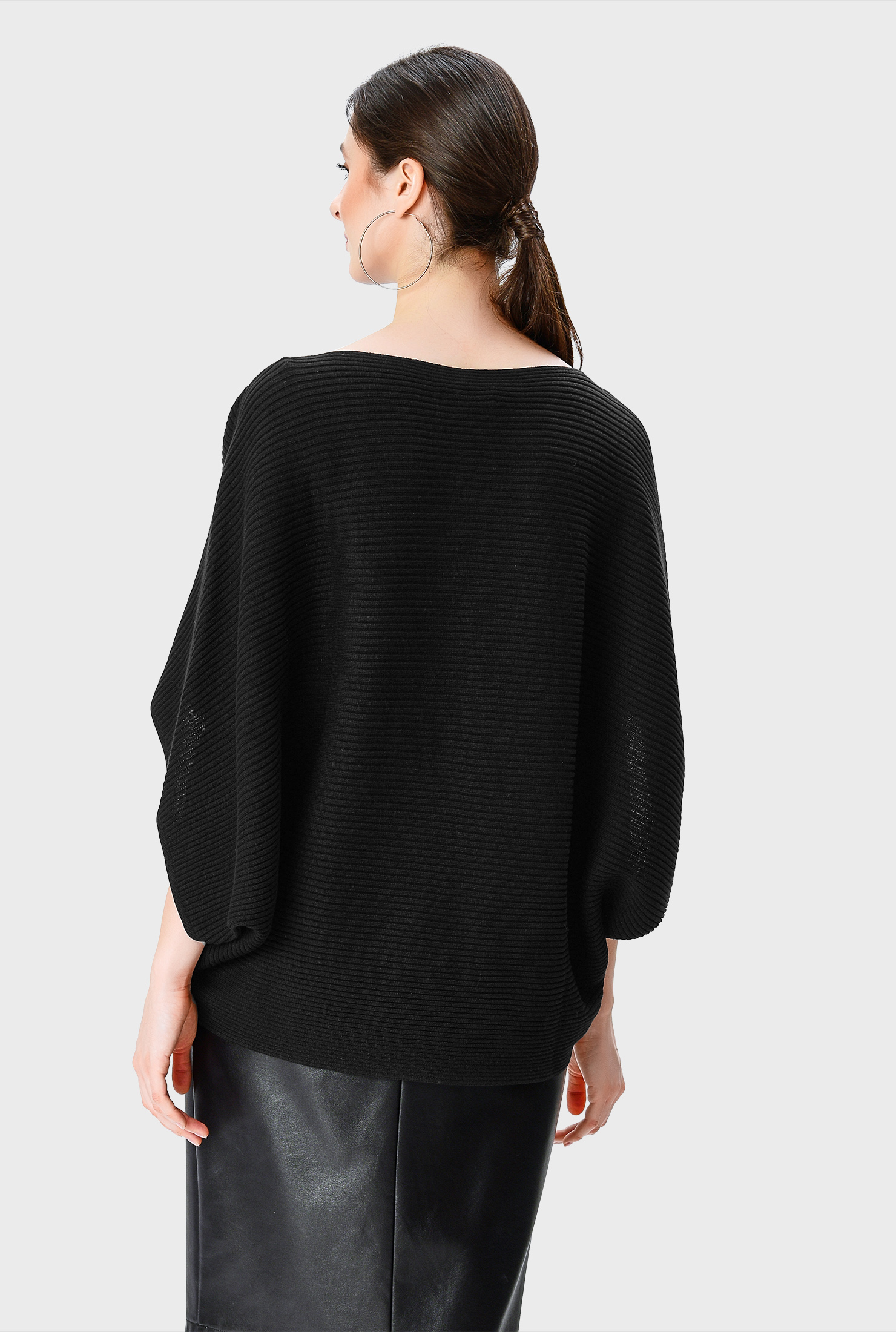 Shop Dolman sleeve linen cotton rib-knit top | eShakti