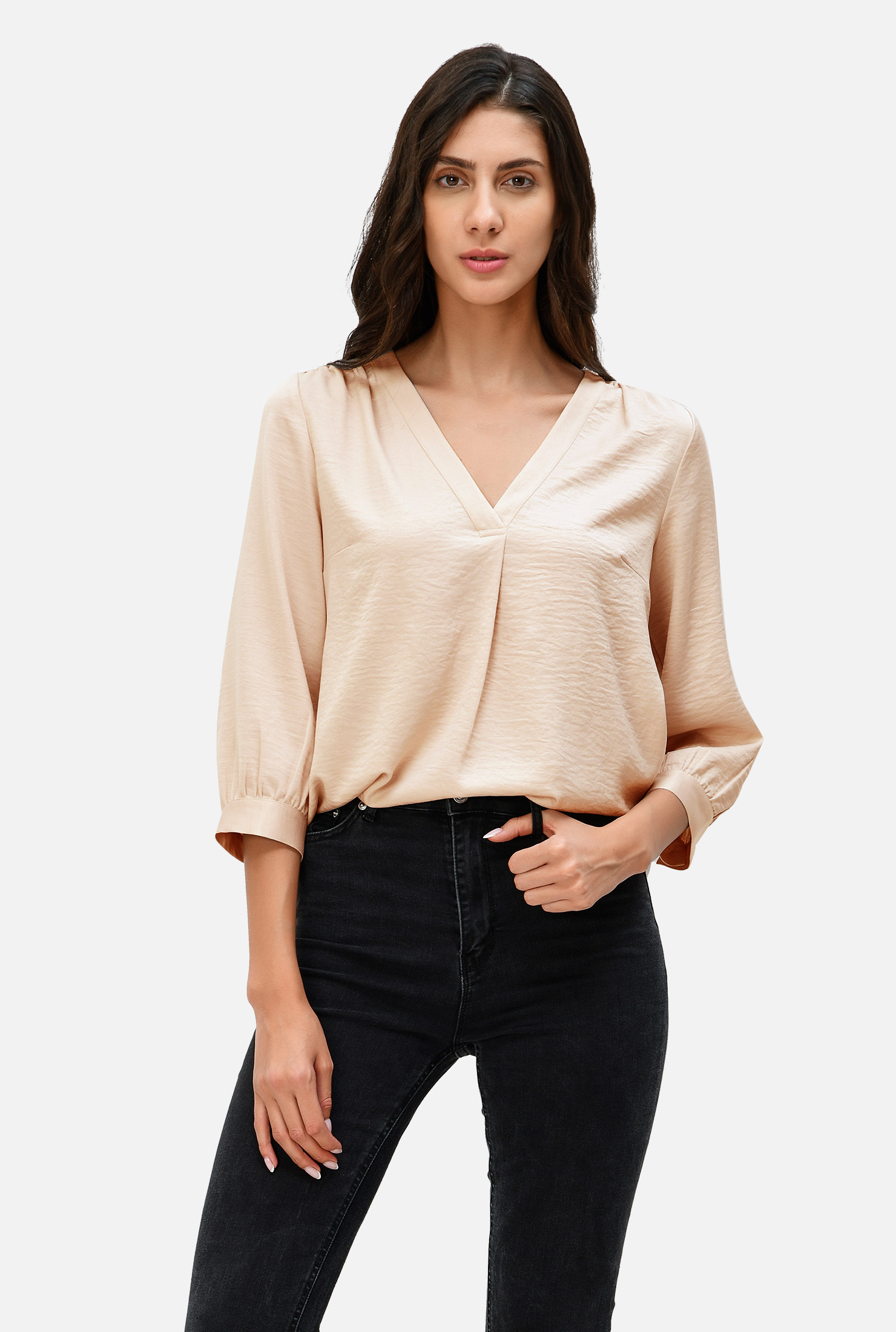 Shop Shirttail hem hammered satin tunic | eShakti
