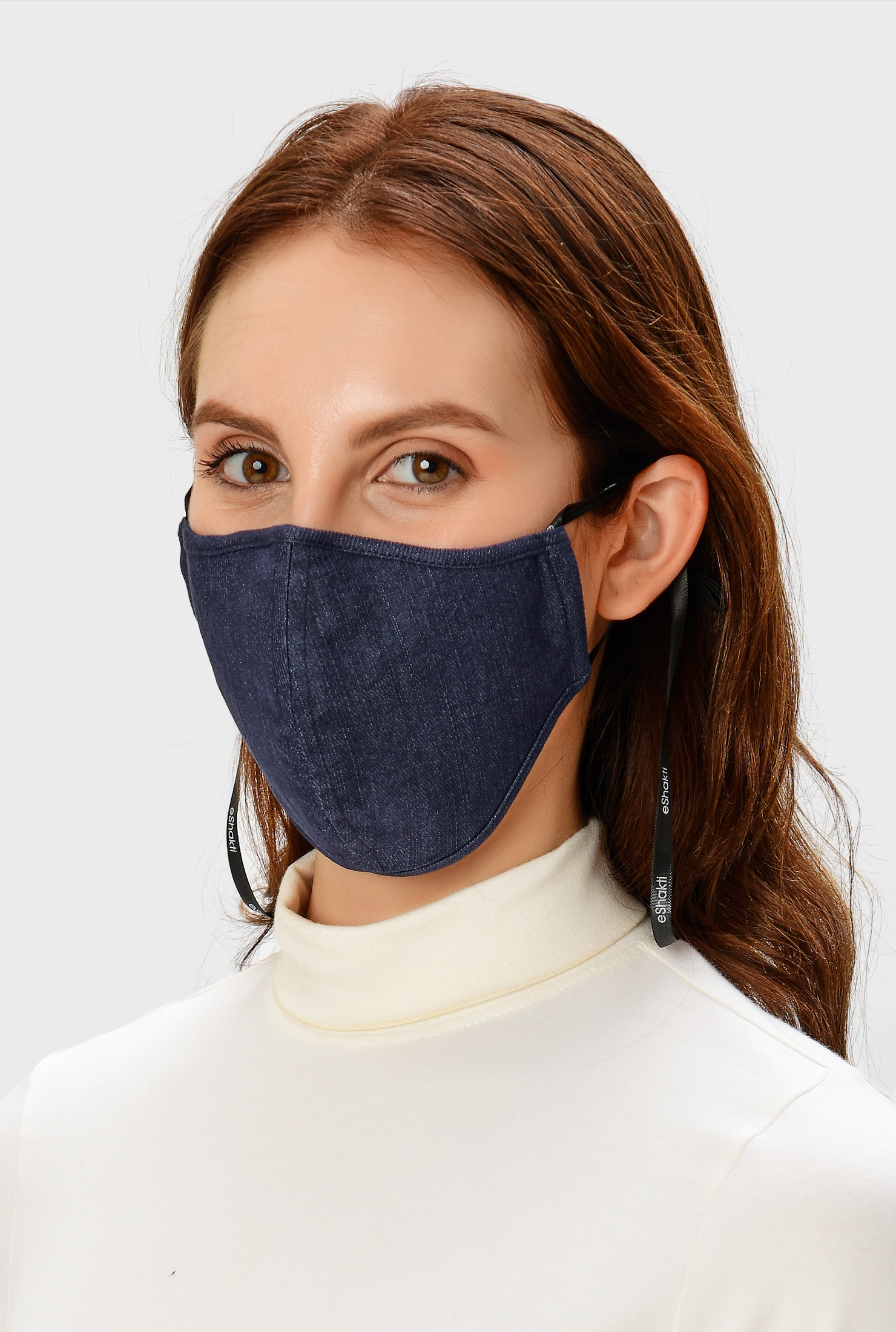 Shop Stretch denim shaped face mask | eShakti