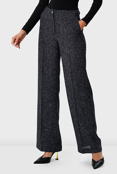 Shop Wide leg cross hatch suiting pants | eShakti