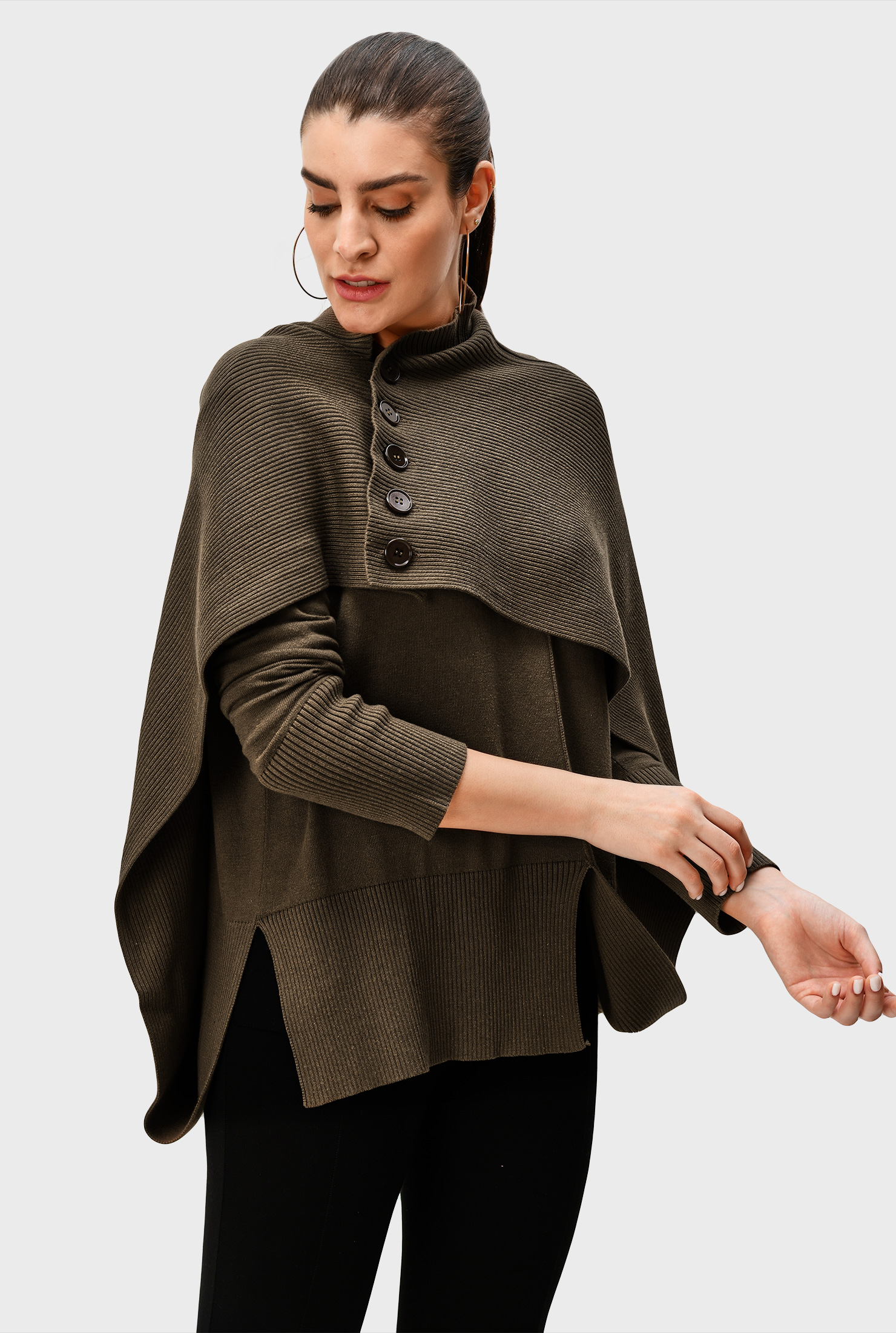 Shop Shawl wrap cotton blend sweater | eShakti