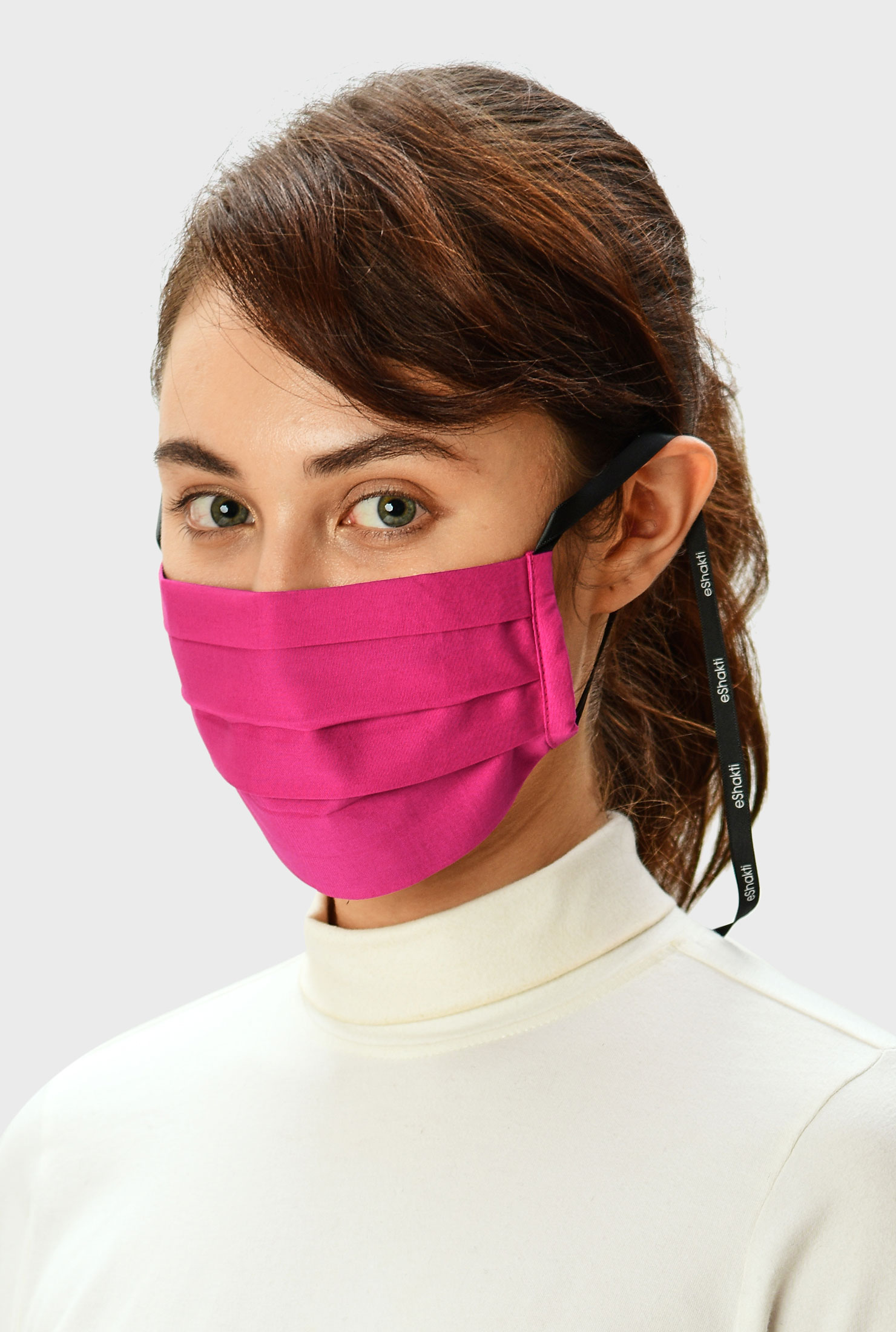 Shop Cotton poplin pleated face mask | eShakti