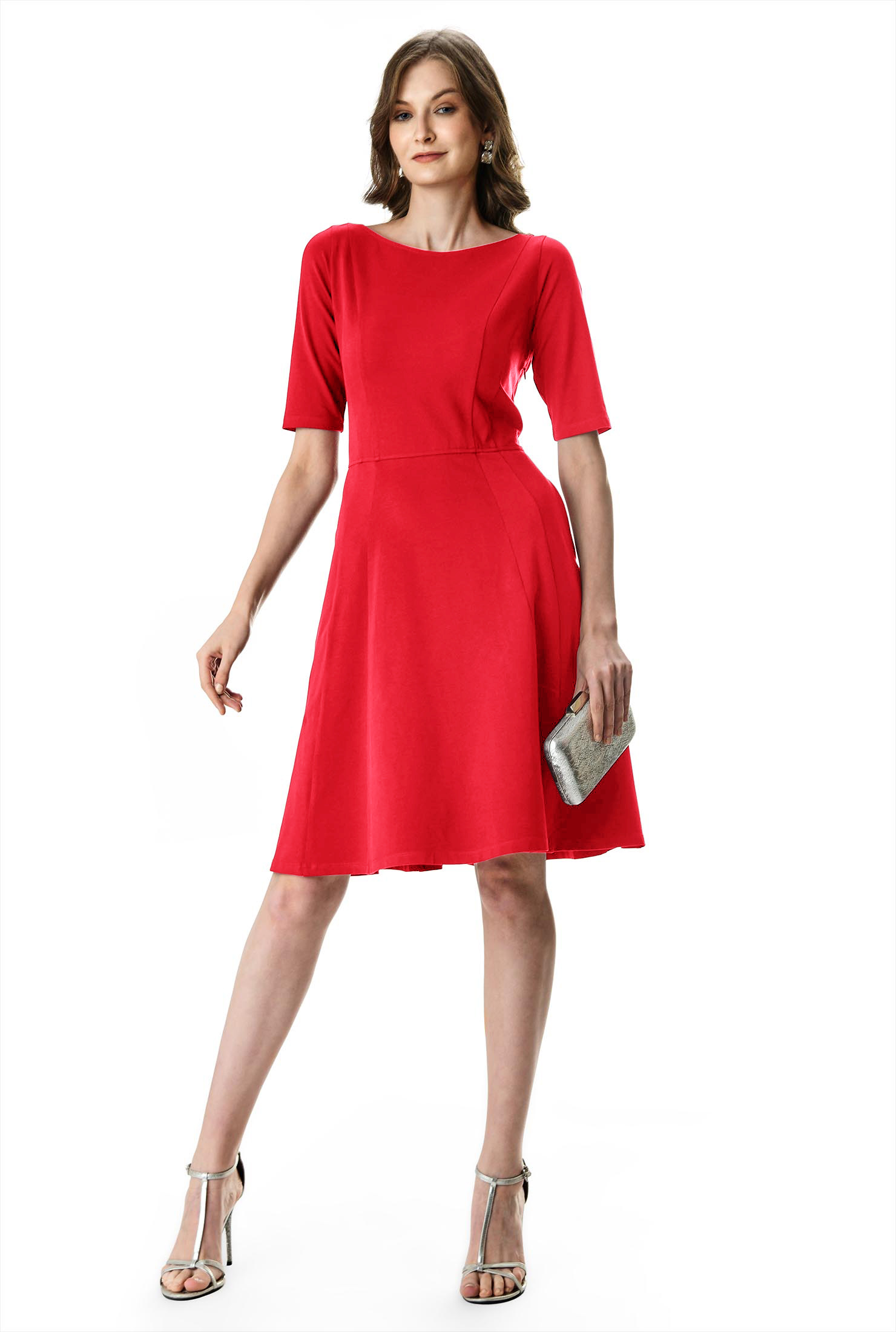Shop Cotton jersey fit-and-flare dress | eShakti