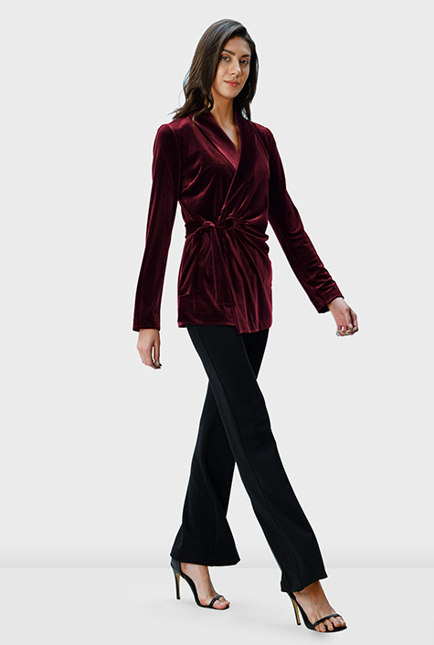 Shop Stretch velvet wrap jacket | eShakti