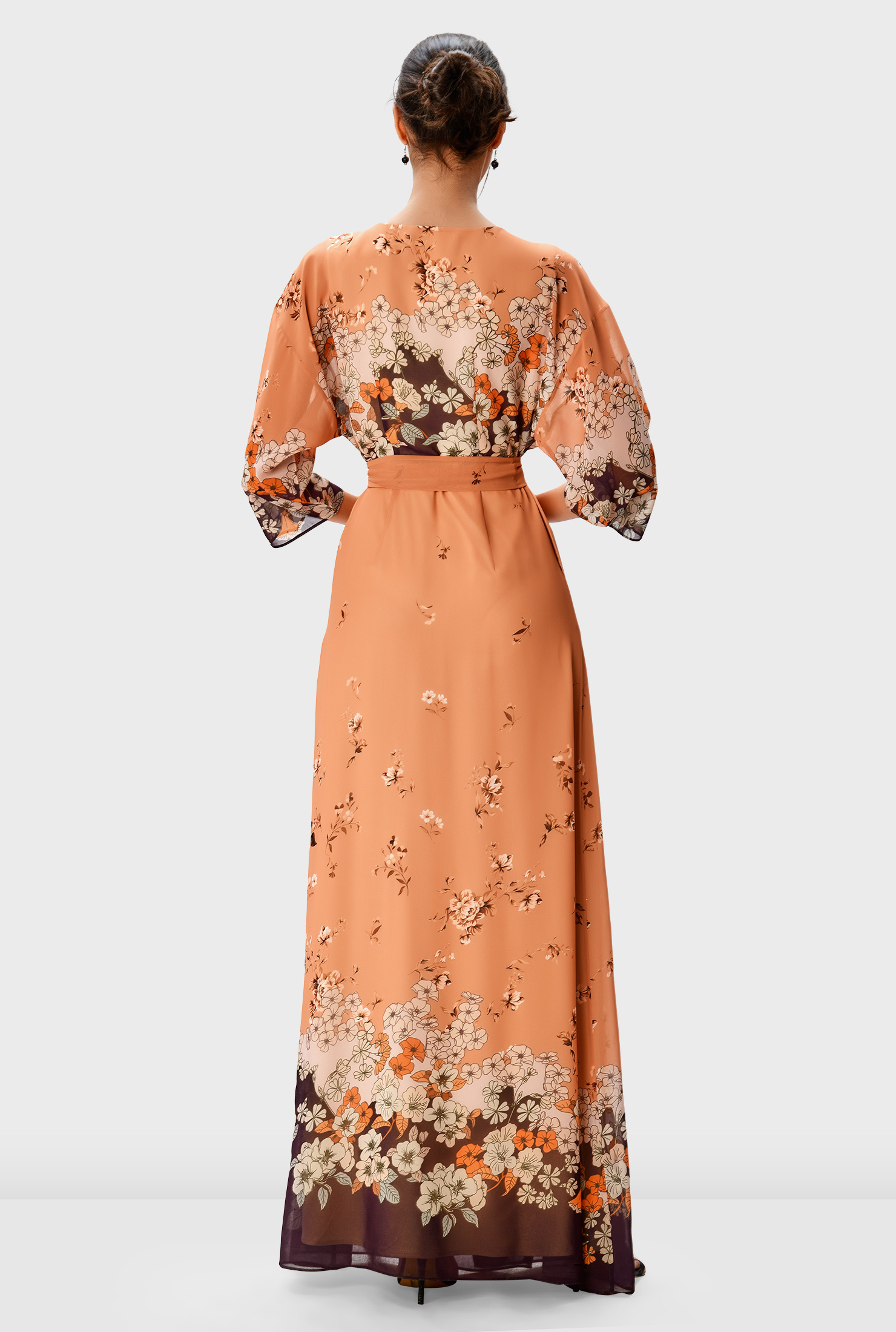 Shop Floral print georgette wrap dress | eShakti