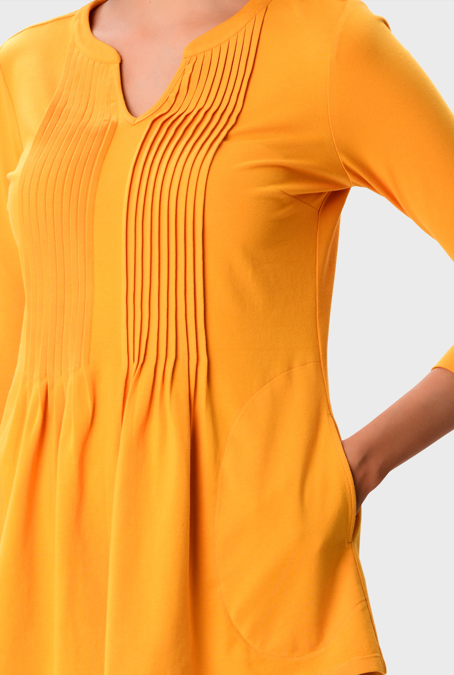 Shop Pintuck pleat cotton jersey top | eShakti