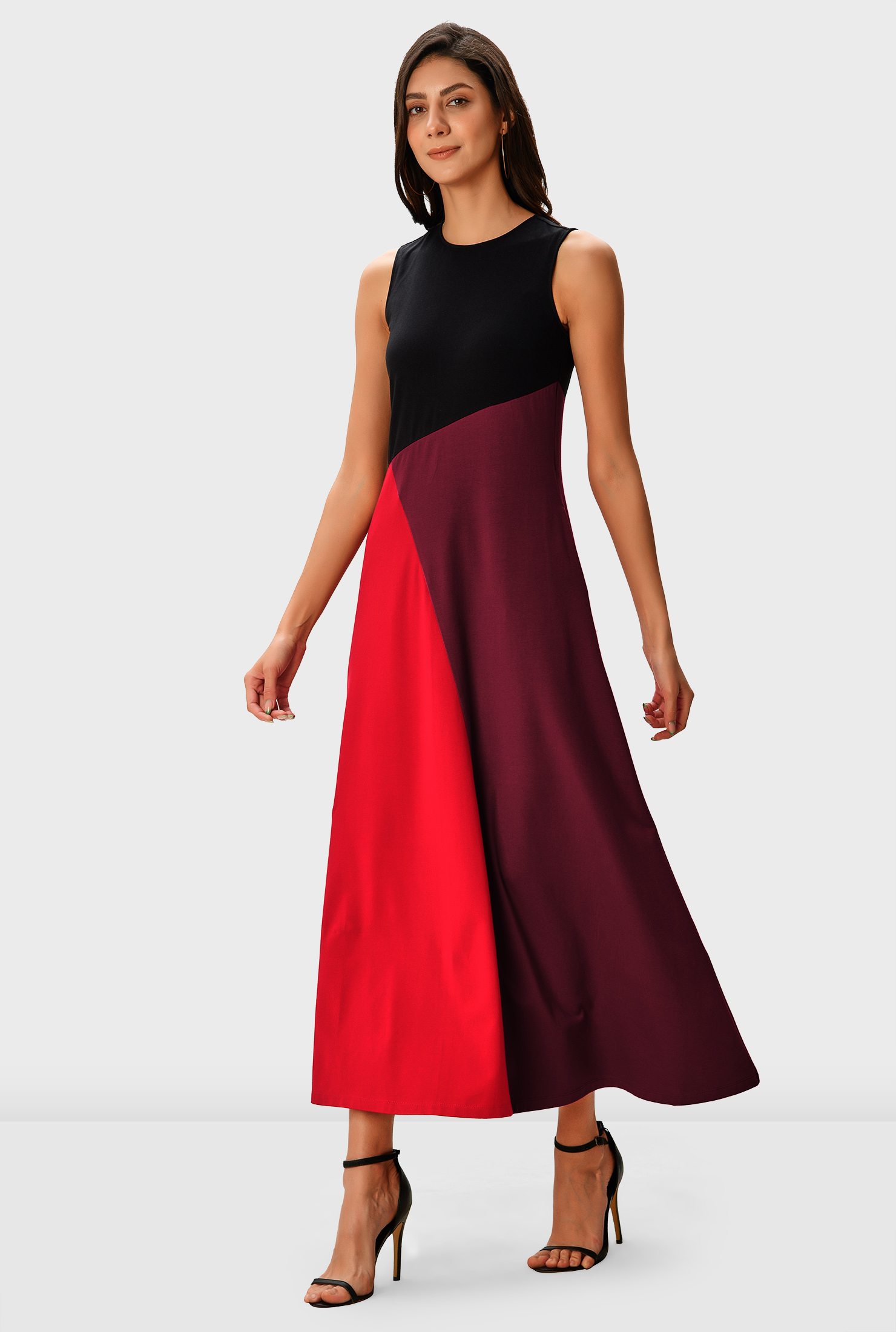 Shop Colorblock cotton jersey A-line dress | eShakti