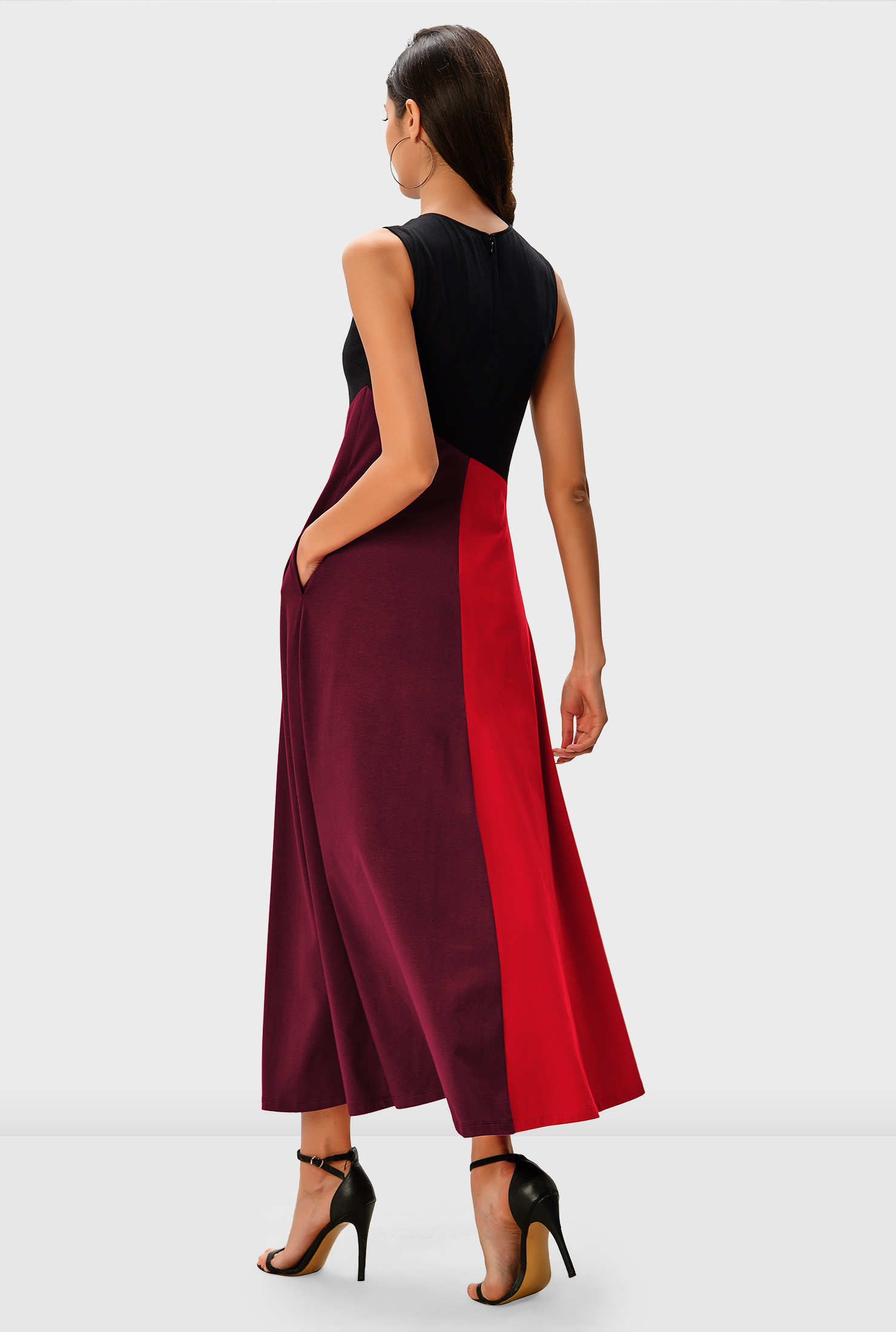 Shop Colorblock cotton jersey A-line dress | eShakti