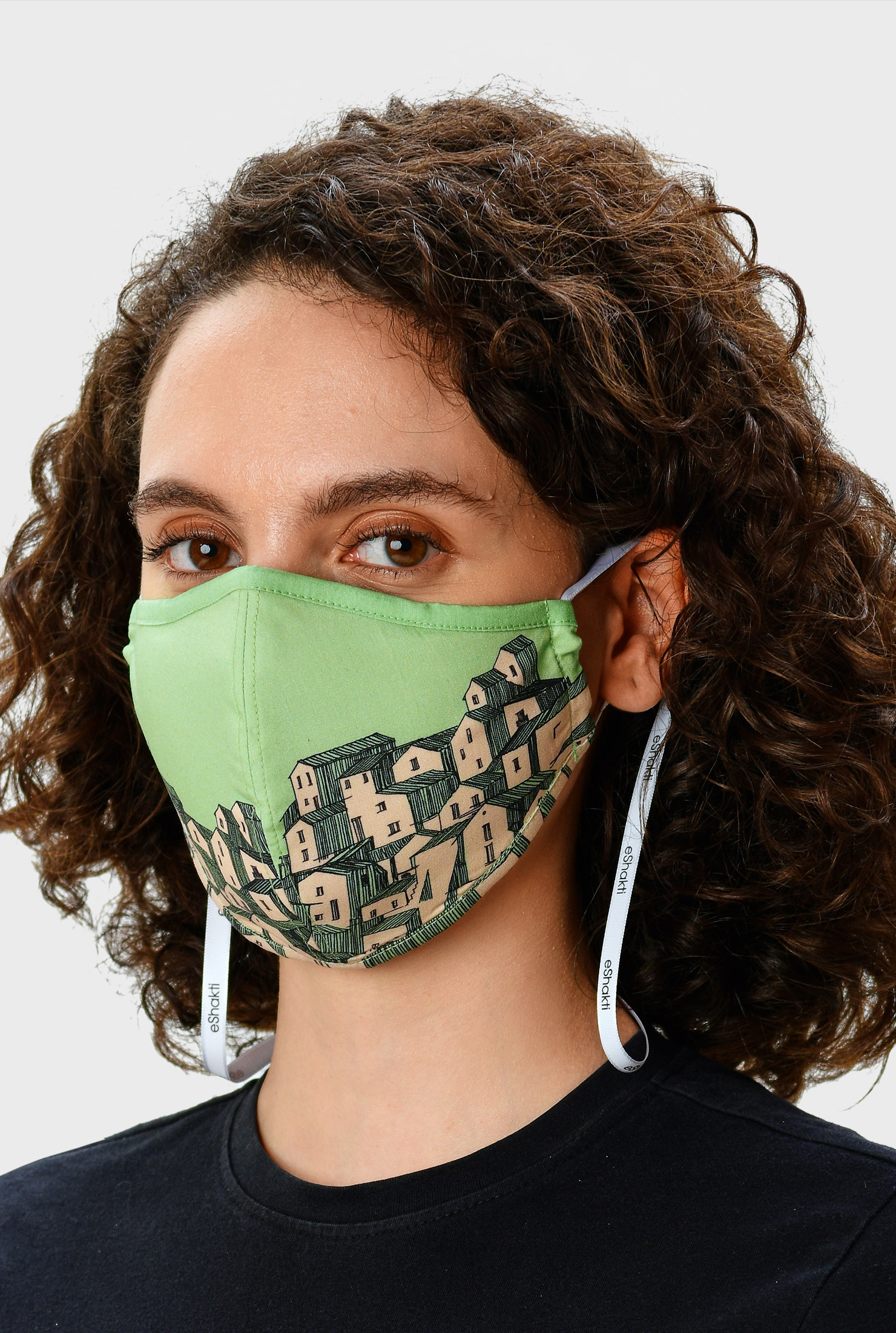 Shop Venice print cotton poplin shaped face mask | eShakti