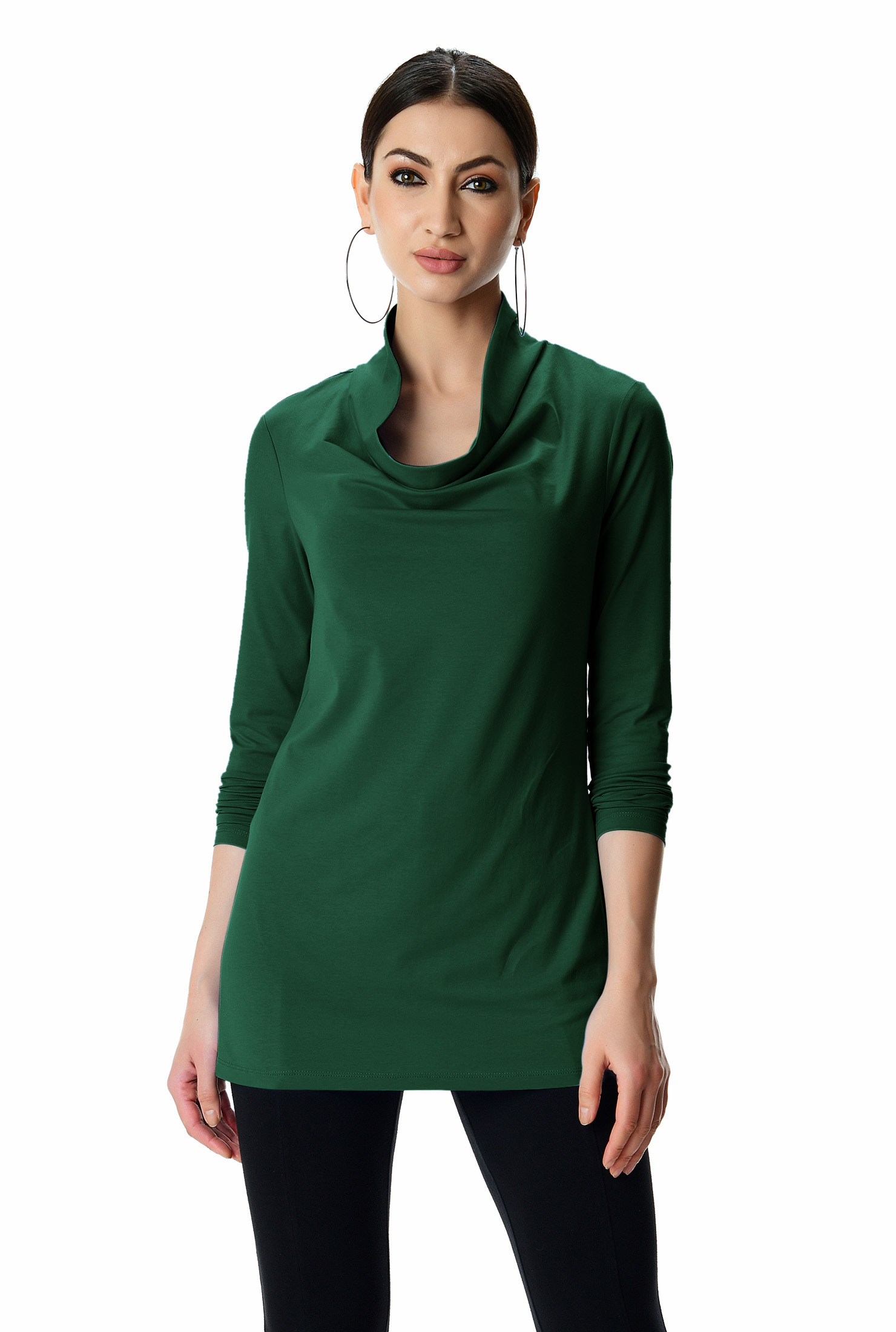 Shop Cowl neck cotton jersey top | eShakti