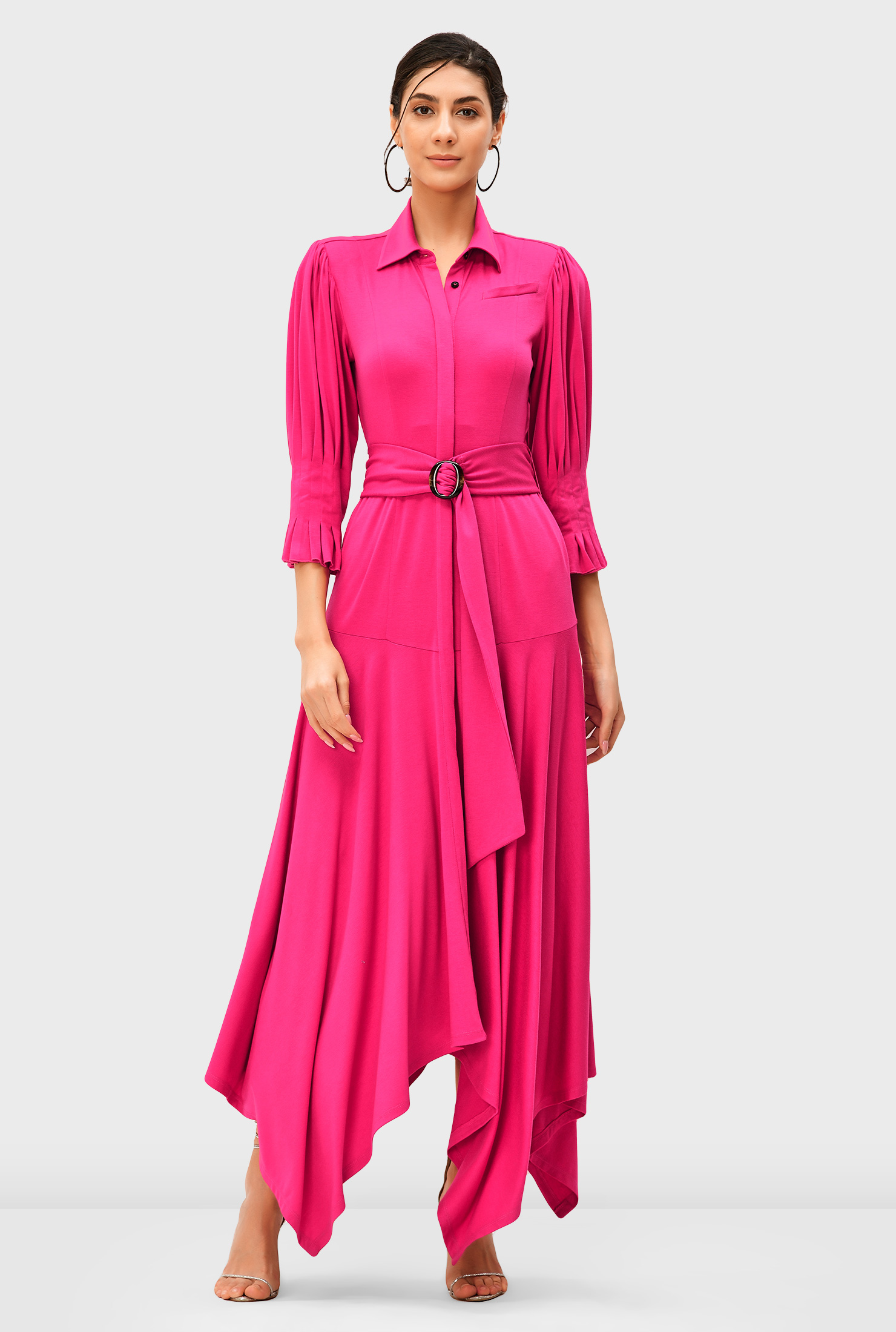 Shop Soft jersey knit handkerchief hem shirtdress | eShakti