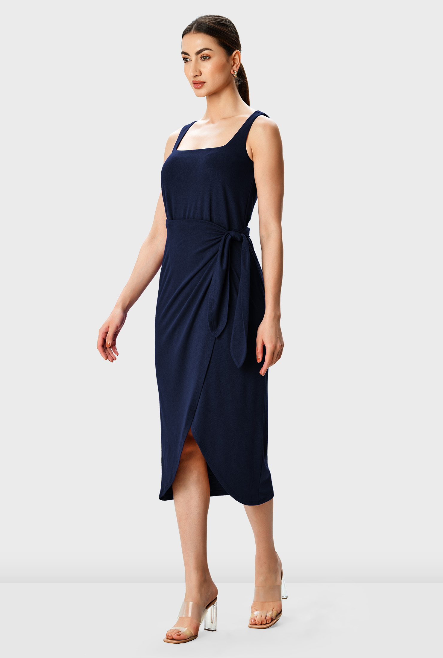 Shop Tulip hem soft jersey wrap dress | eShakti