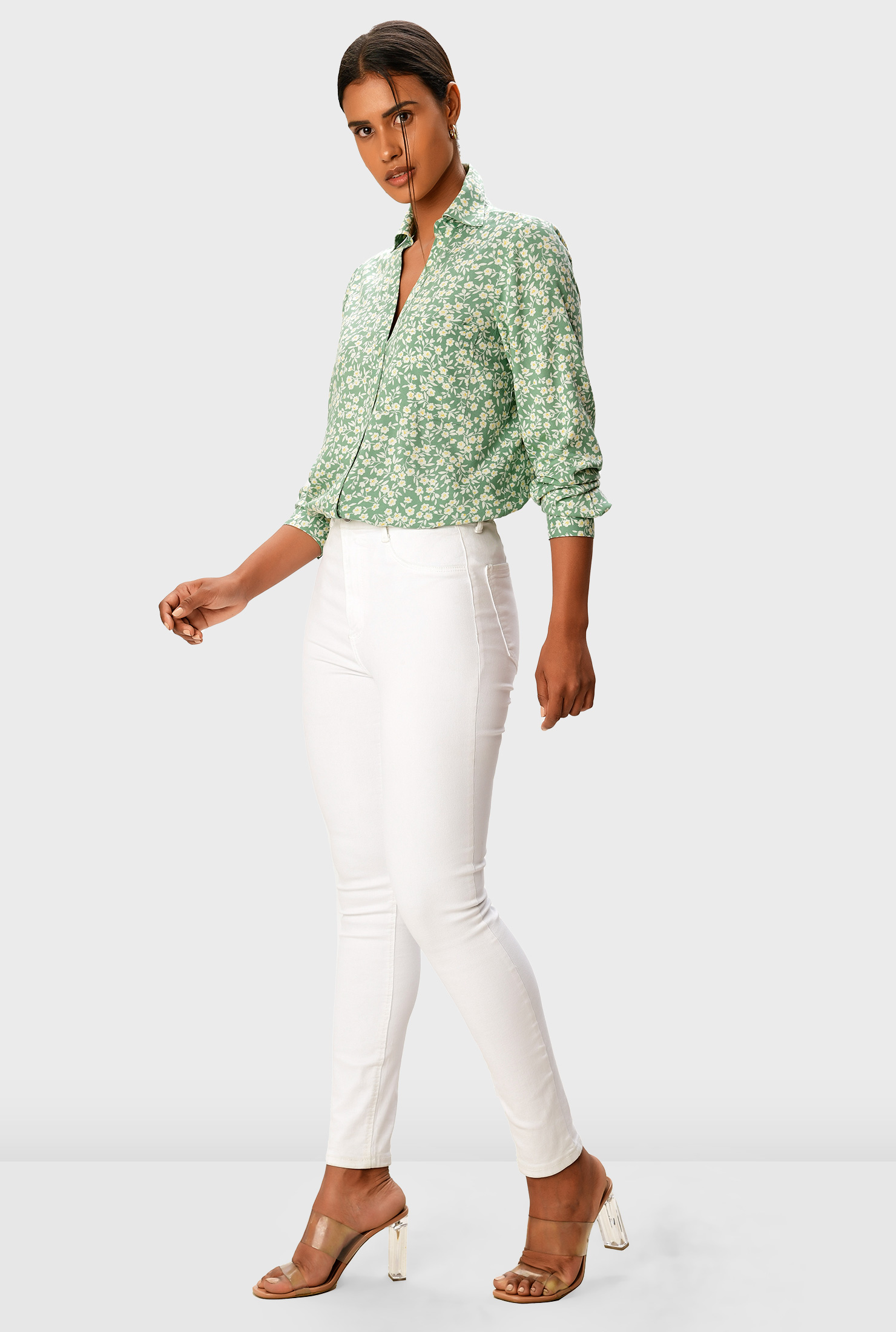 Shop Floral print high-low shirt | eShakti