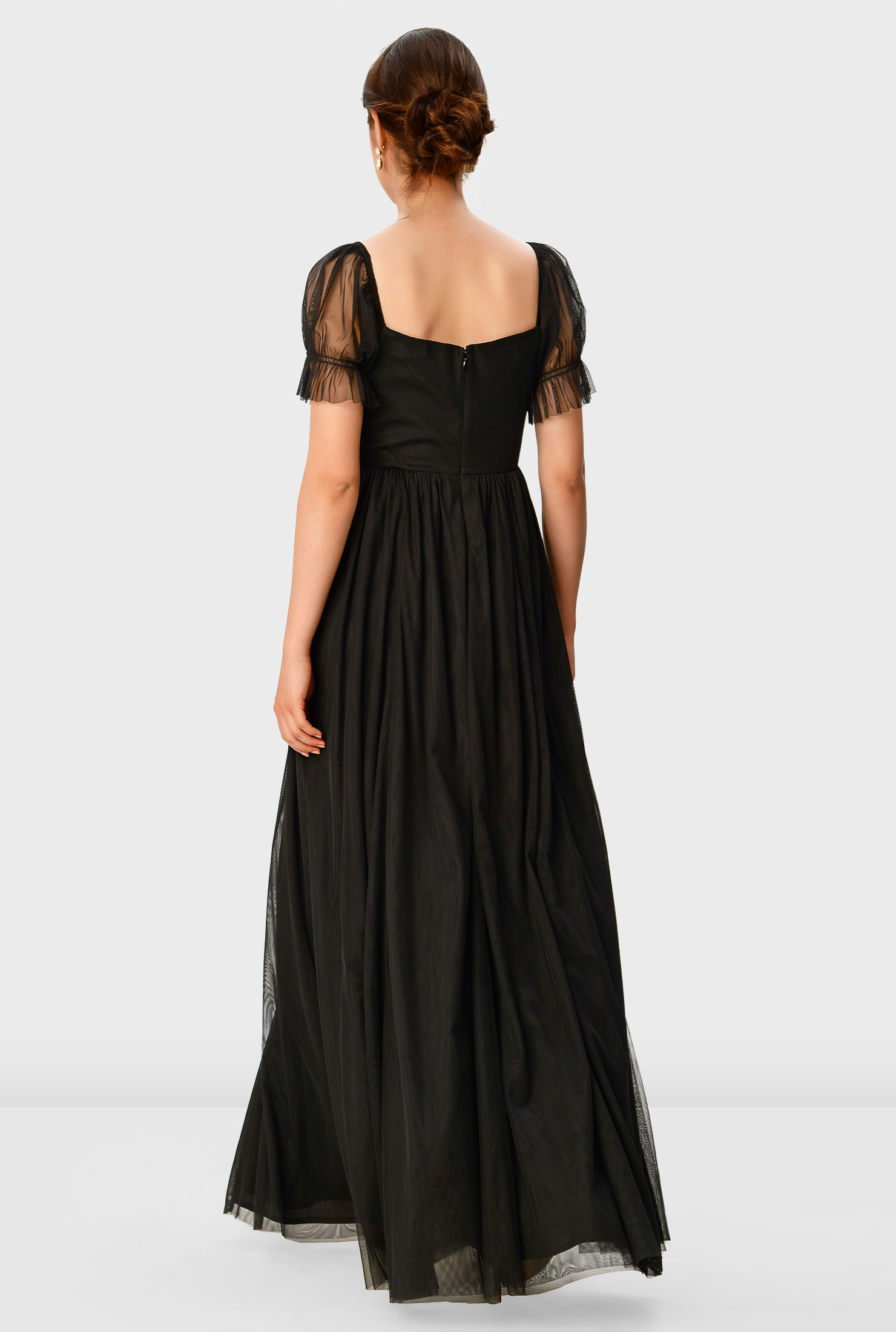 Shop Sheer tulle vented maxi dress | eShakti