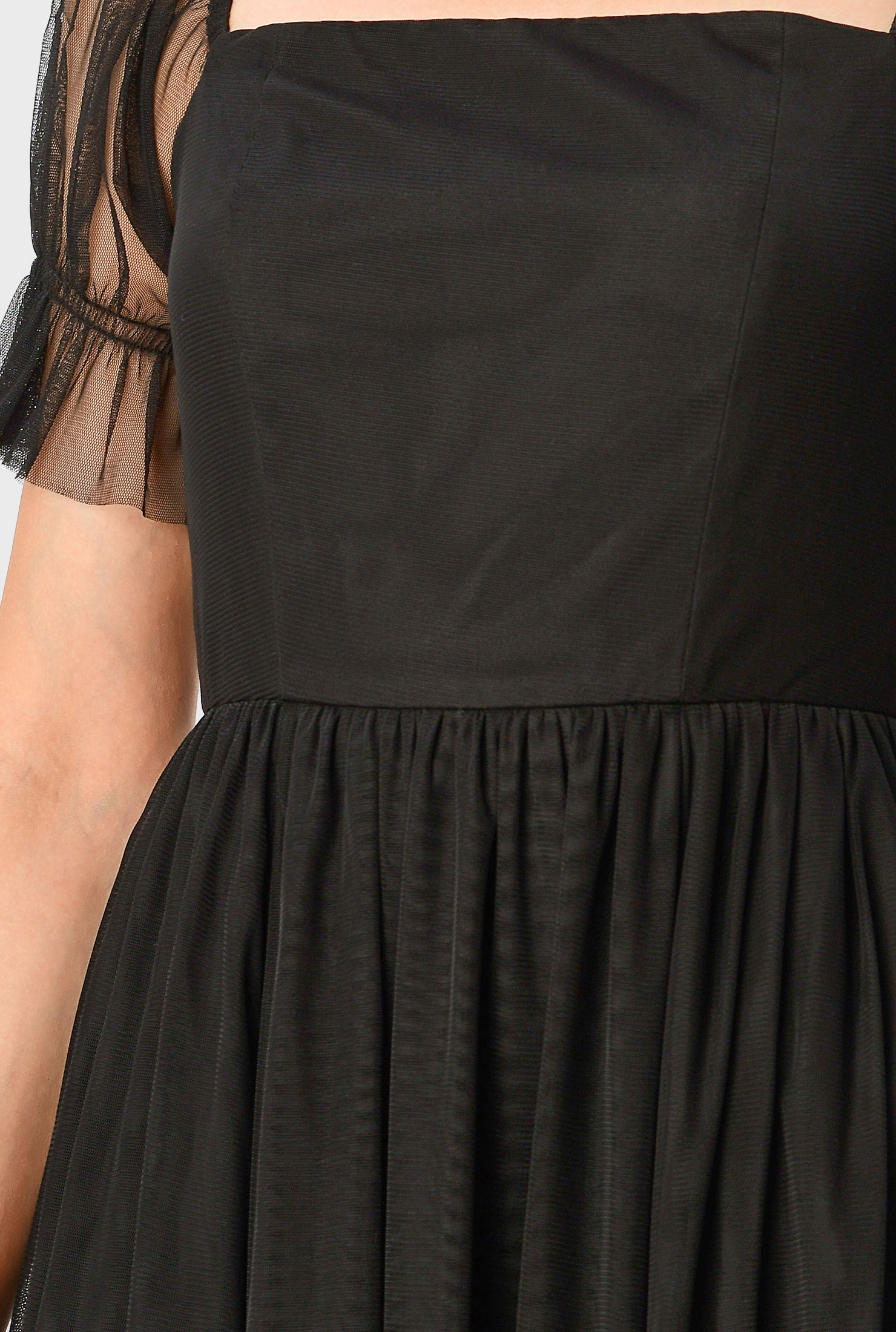 Shop Sheer tulle vented maxi dress | eShakti