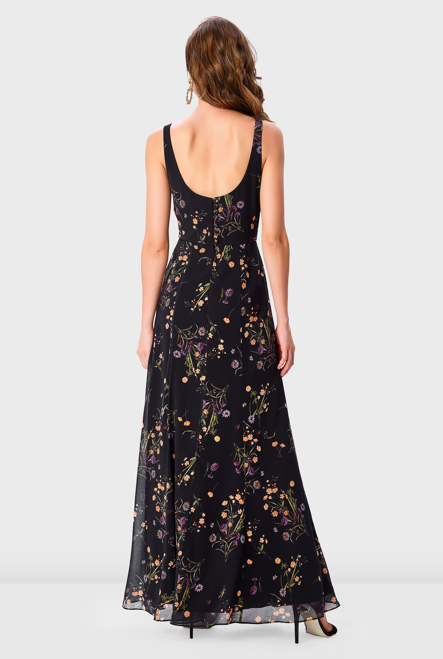 Shop Floral print georgette maxi dress | eShakti