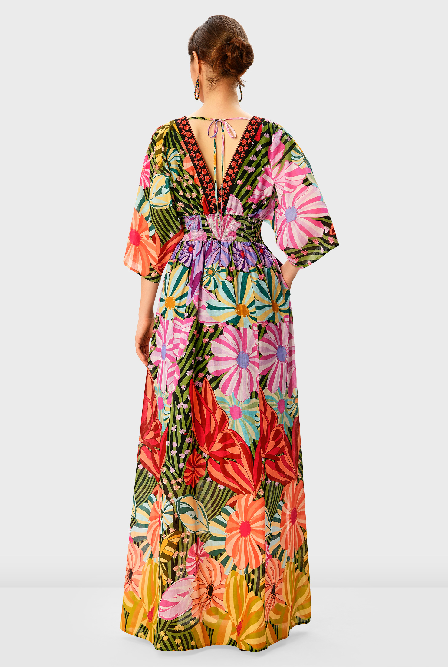 Shop Floral print cotton voile vented dress | eShakti
