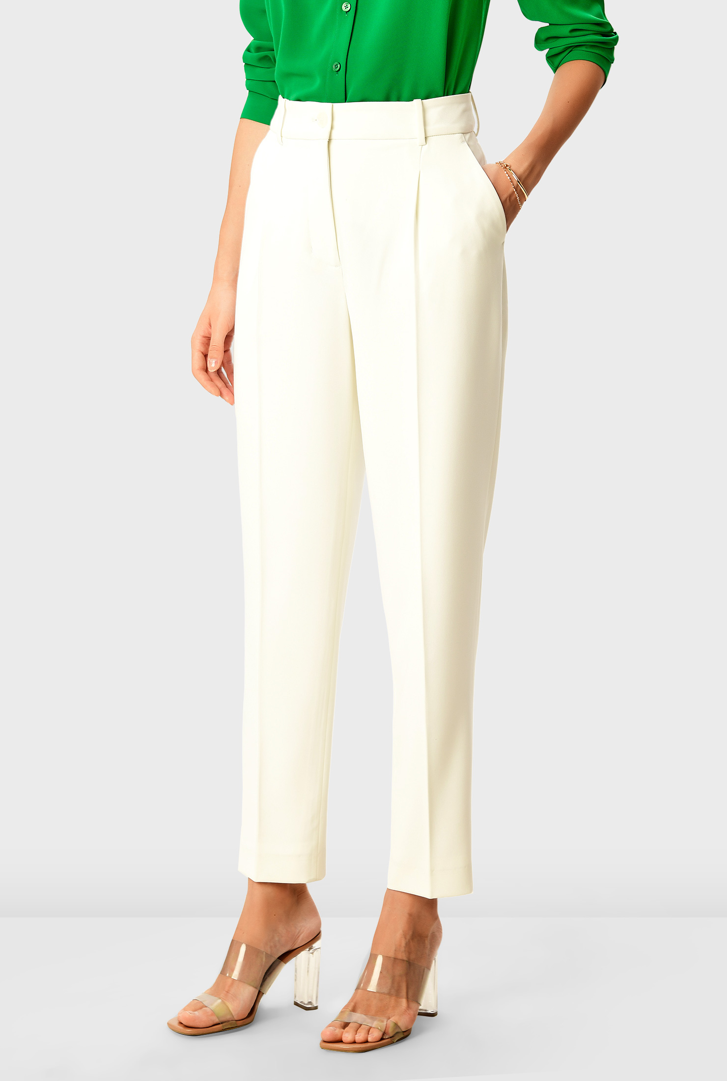 Shop Stretch twill tapered leg pants | eShakti