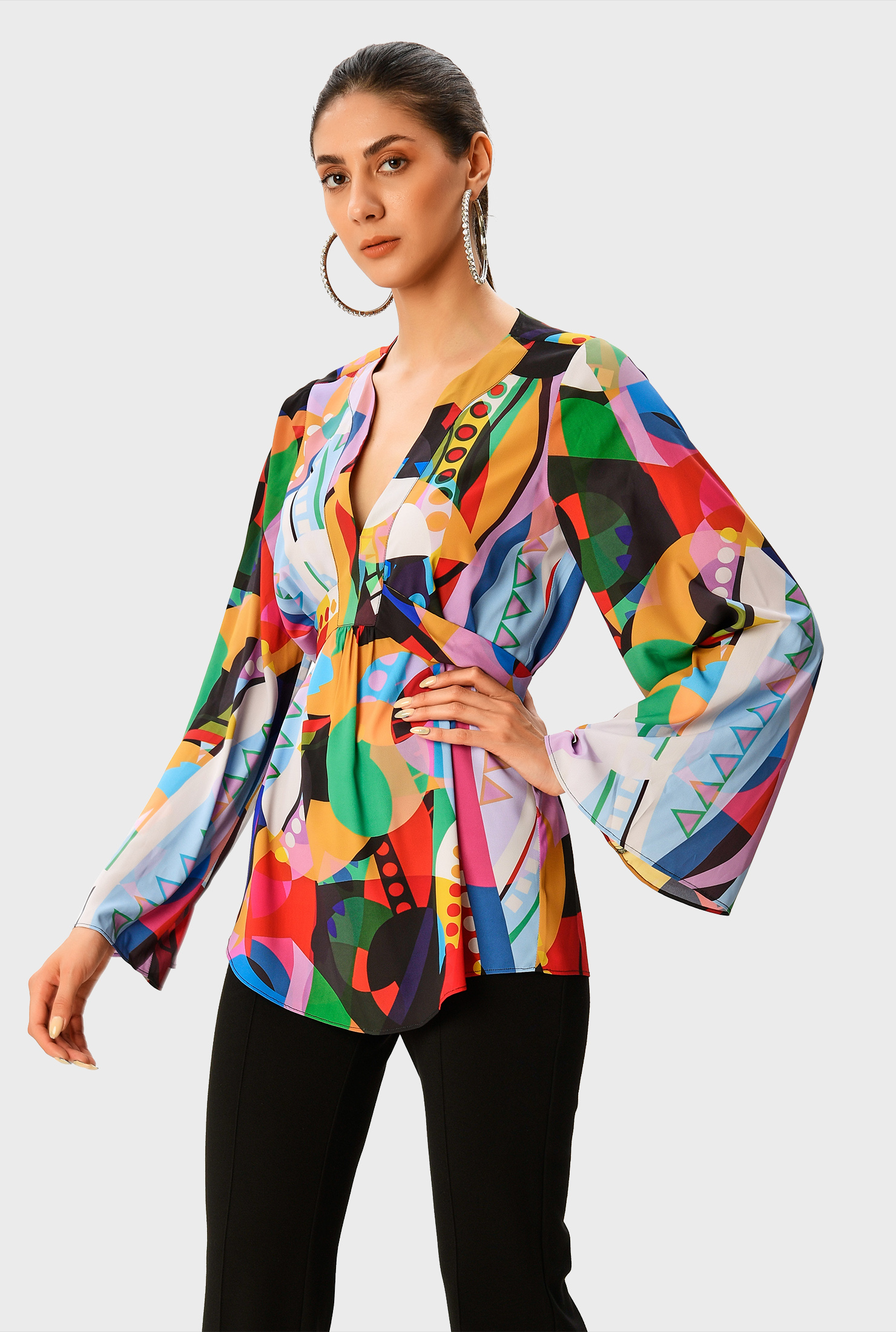 Shop Vibrant abstract print crepe blouse | eShakti
