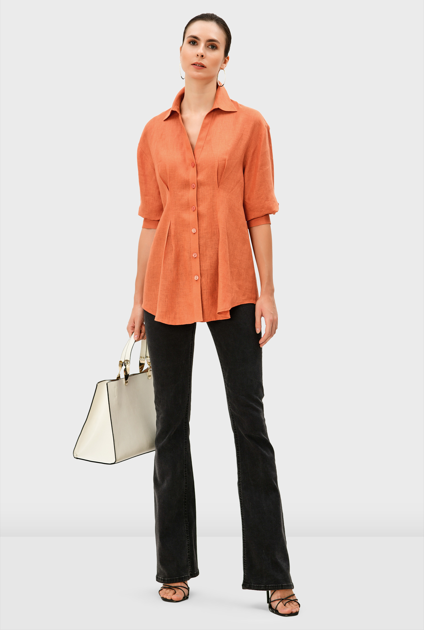 Shop Ruffle trim cotton jersey smocked top | eShakti