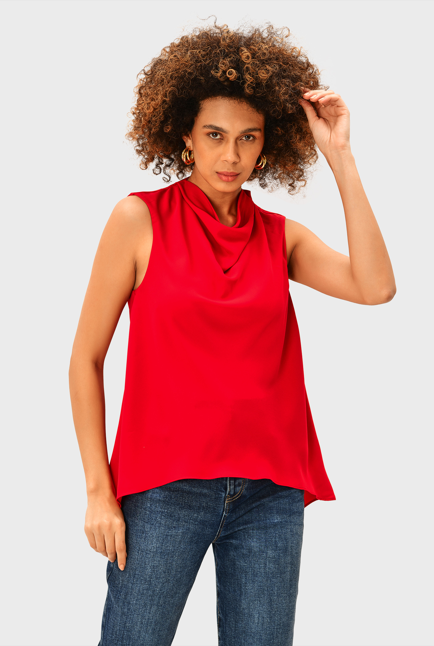 Shop Cowl neck fine crepe twill top | eShakti