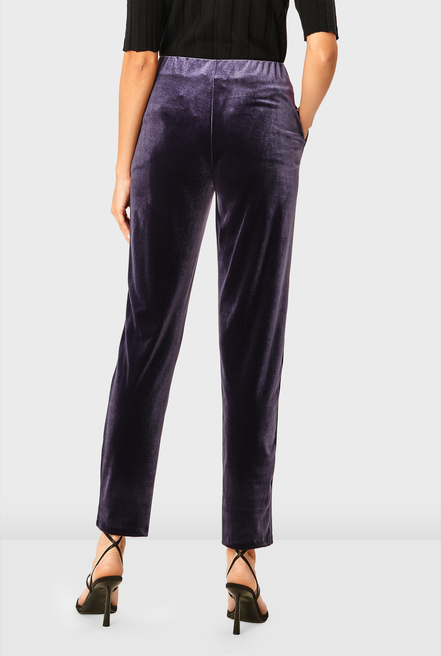 Shop Stretch velvet tapered-leg pants | eShakti