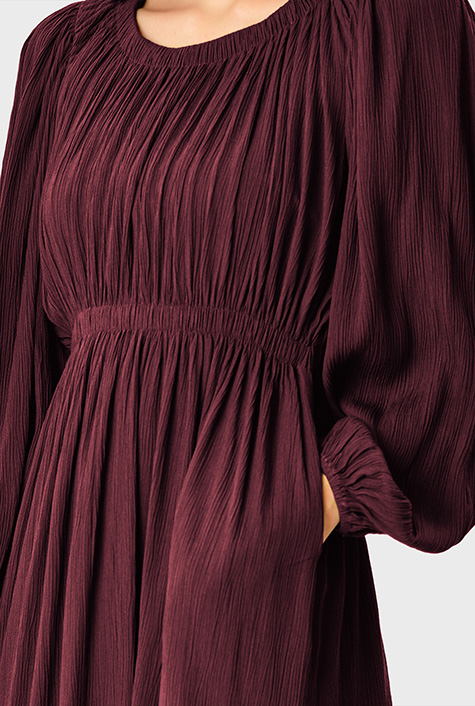 Shop Rayon Crinkle elastic ruched dress | eShakti