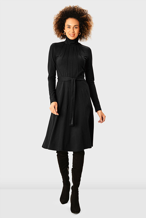 Shop Radiating pleat front cotton jersey dress | eShakti