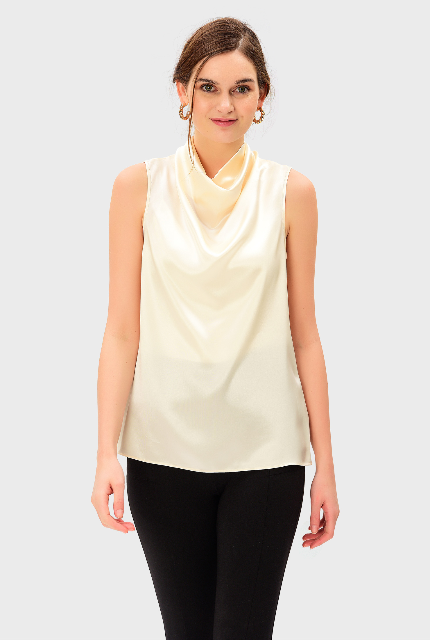 Shop Cowl neck silk satin blouse | eShakti
