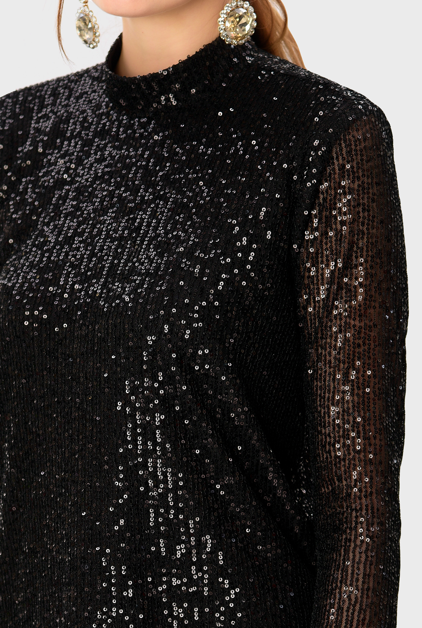 Shop Mock neck sequin mesh top | eShakti