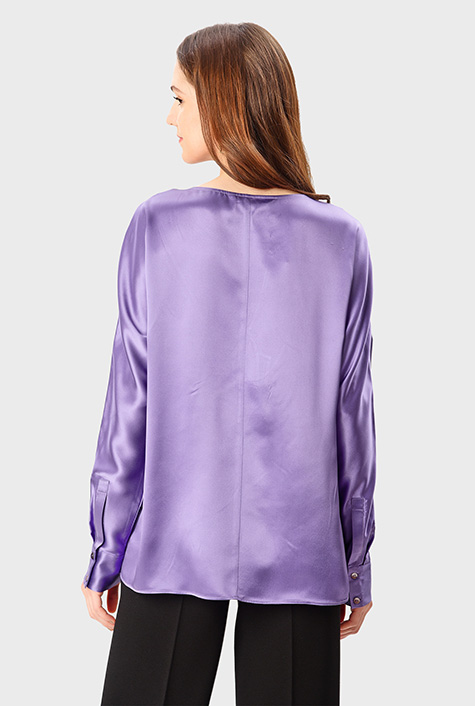 Shop Keyhole front silk satin tunic | eShakti