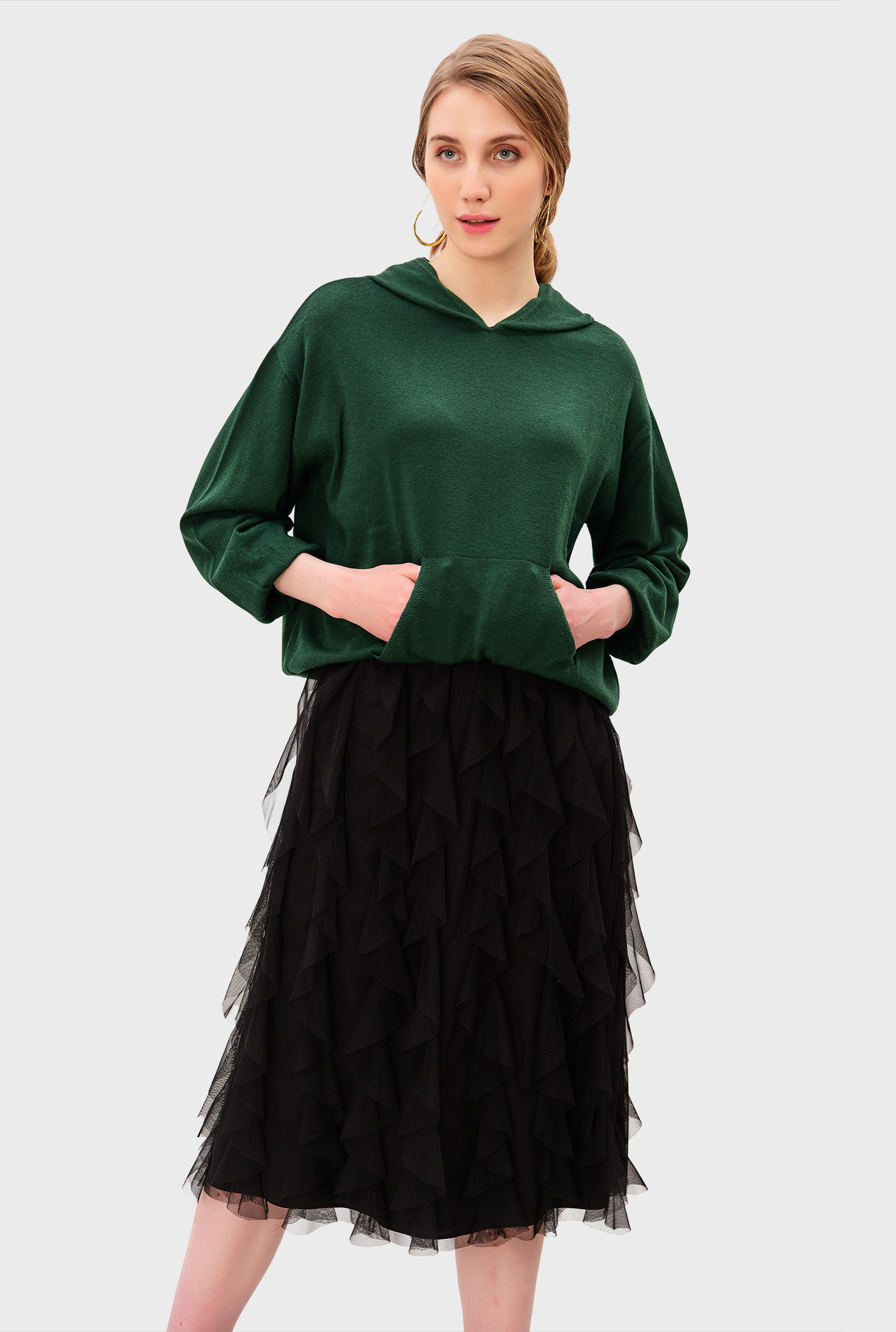 Shop Superfine merino wool knit hoodie sweater | eShakti