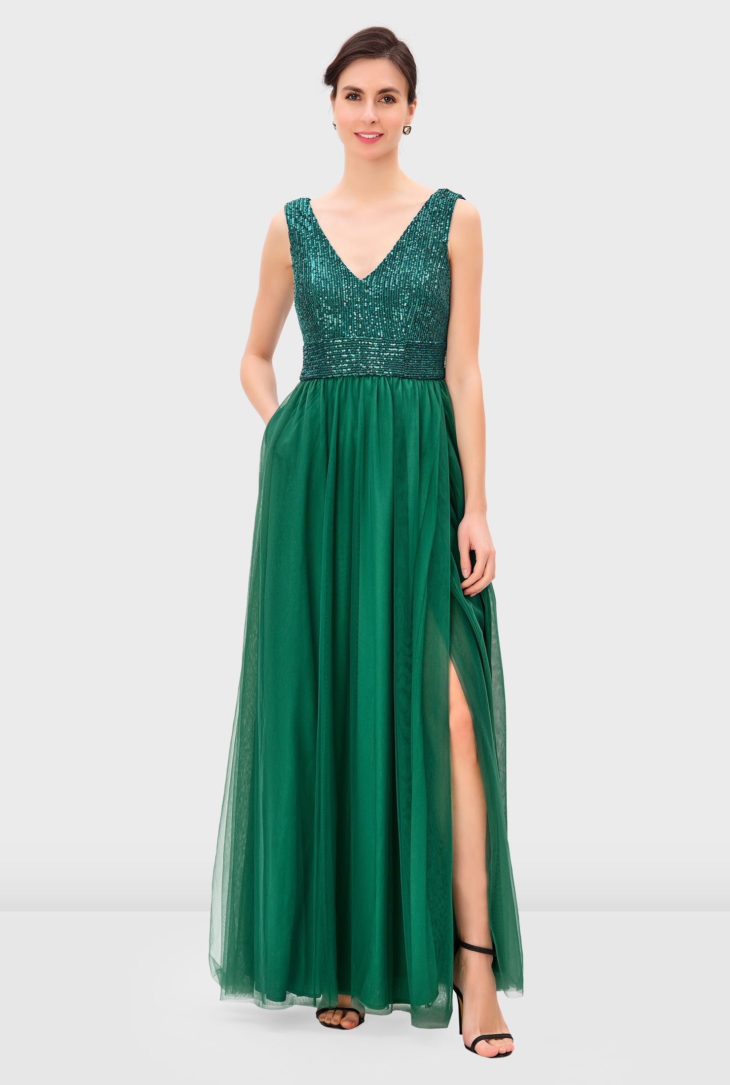 Shop Sequin mesh vented dress | eShakti