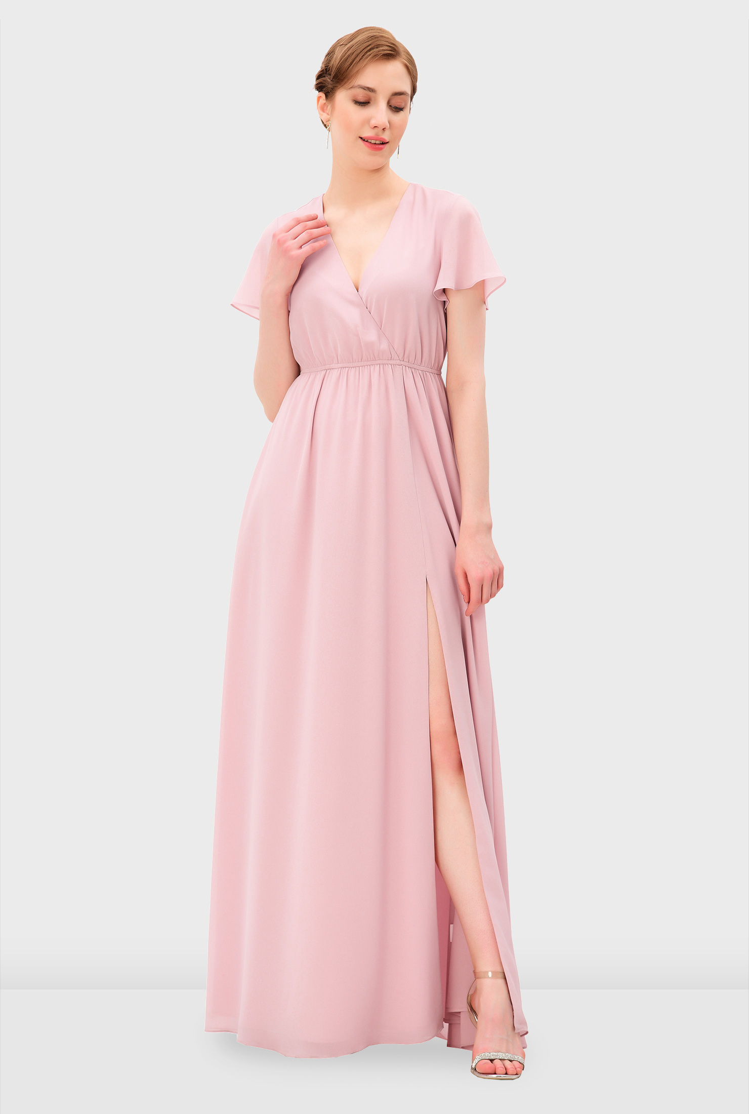 Shop Surplice chiffon vented dress | eShakti