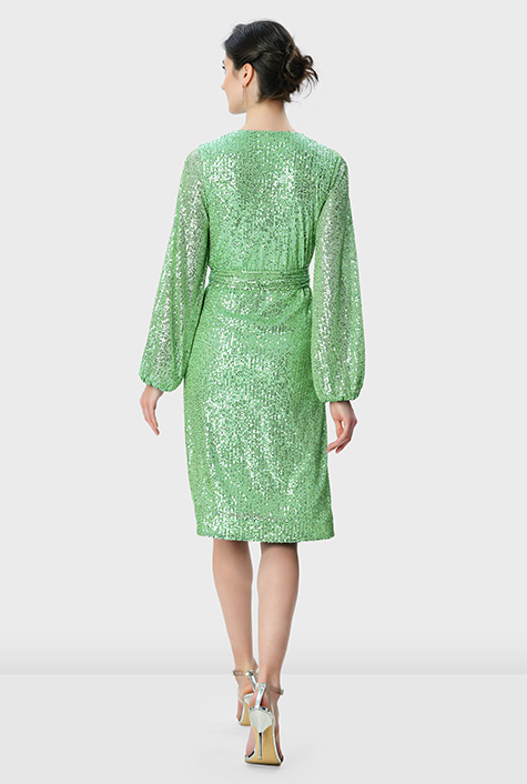 Shop Sequin mesh wrap dress | eShakti