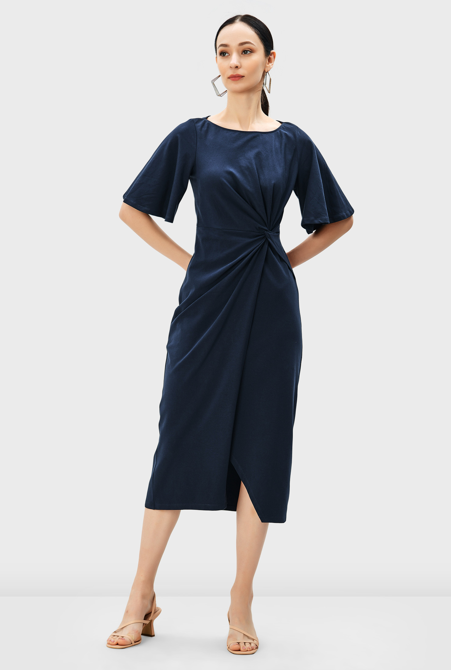 Shop Twist waist cotton jersey sheath dress | eShakti