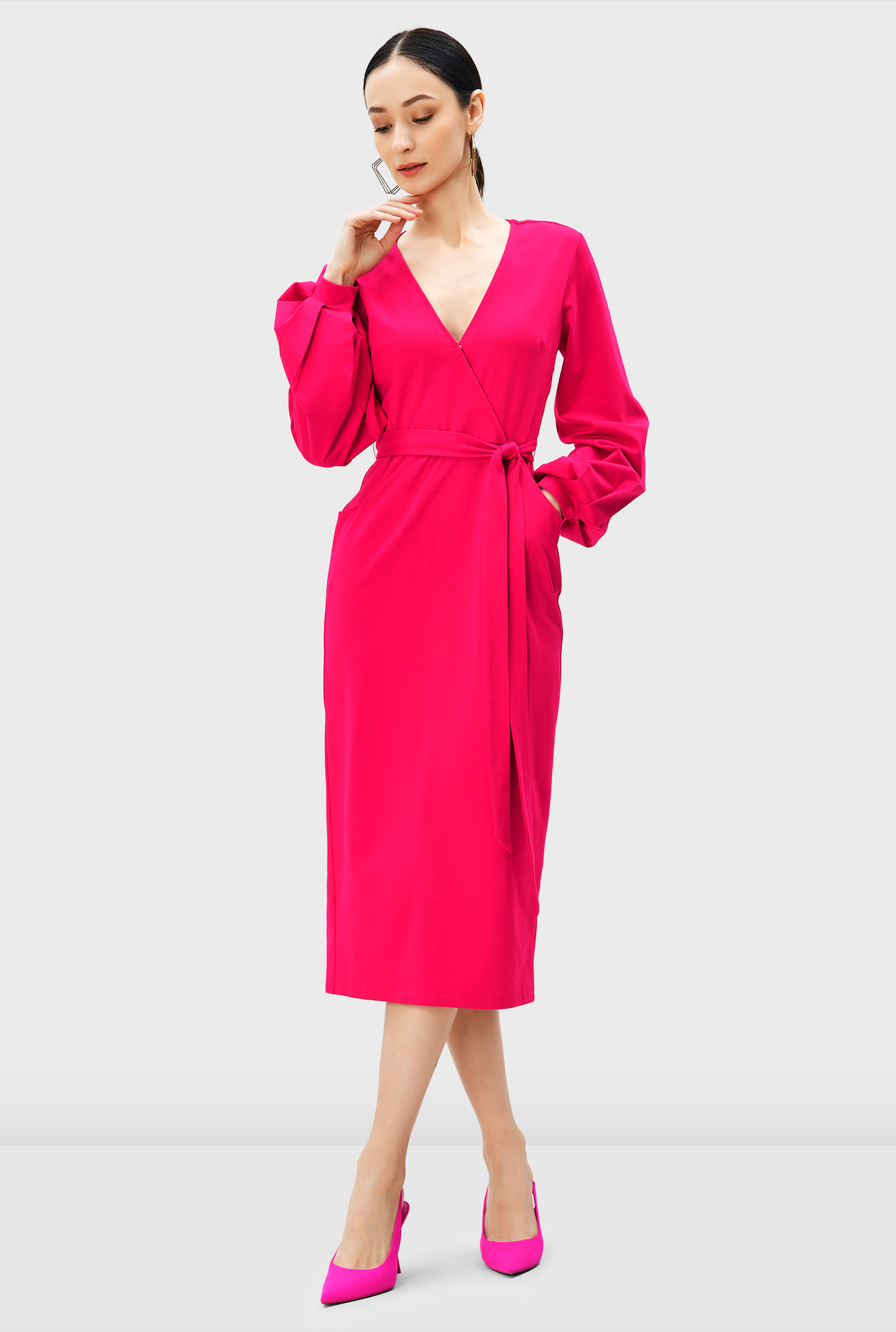 Shop Cotton jersey surplice sheath dress | eShakti