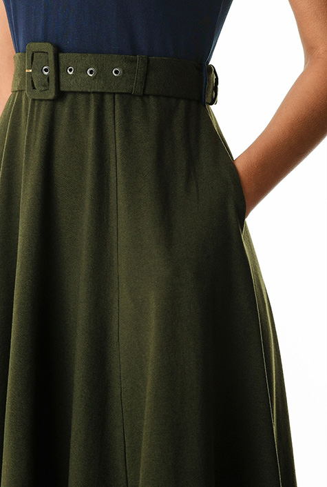 Shop Two-tone cotton knit belted dress | eShakti